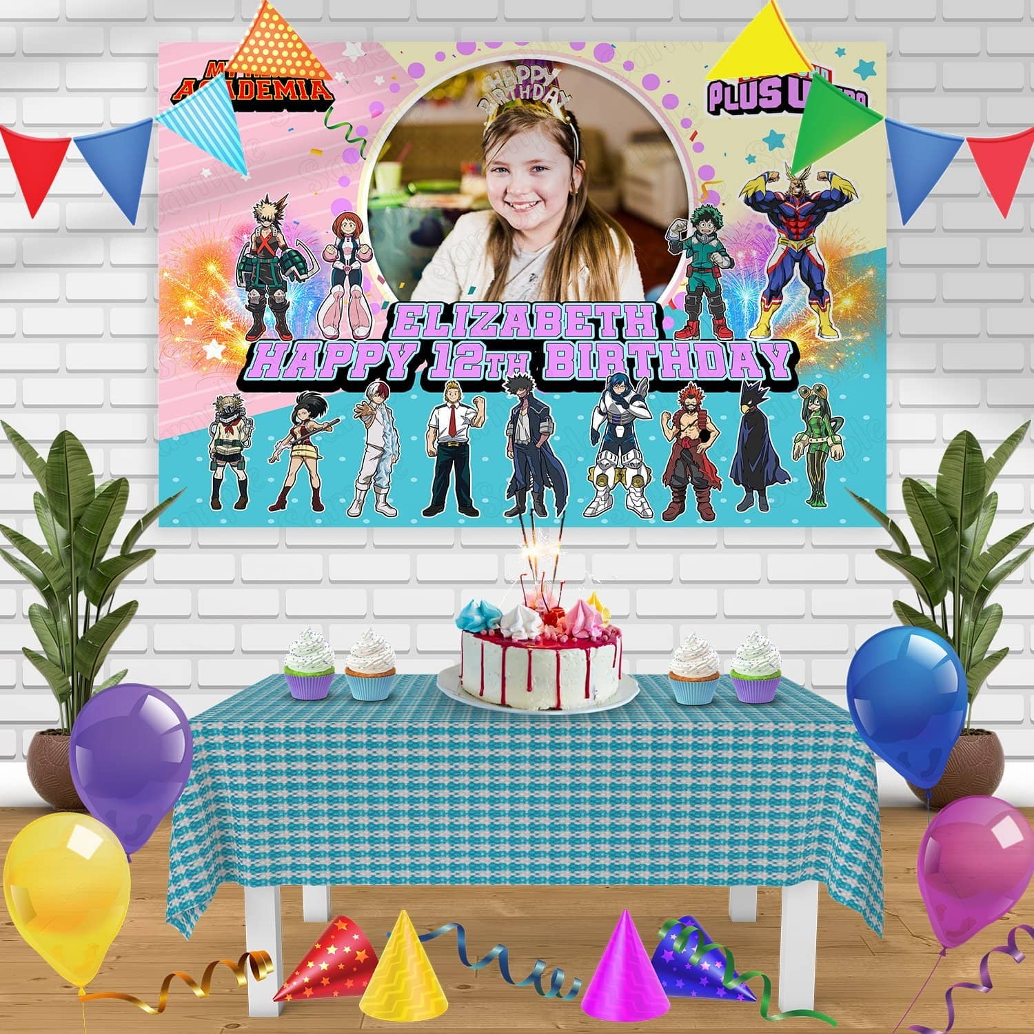 My Hero Academia Frame Girls Birthday Banner Personalized Party ...