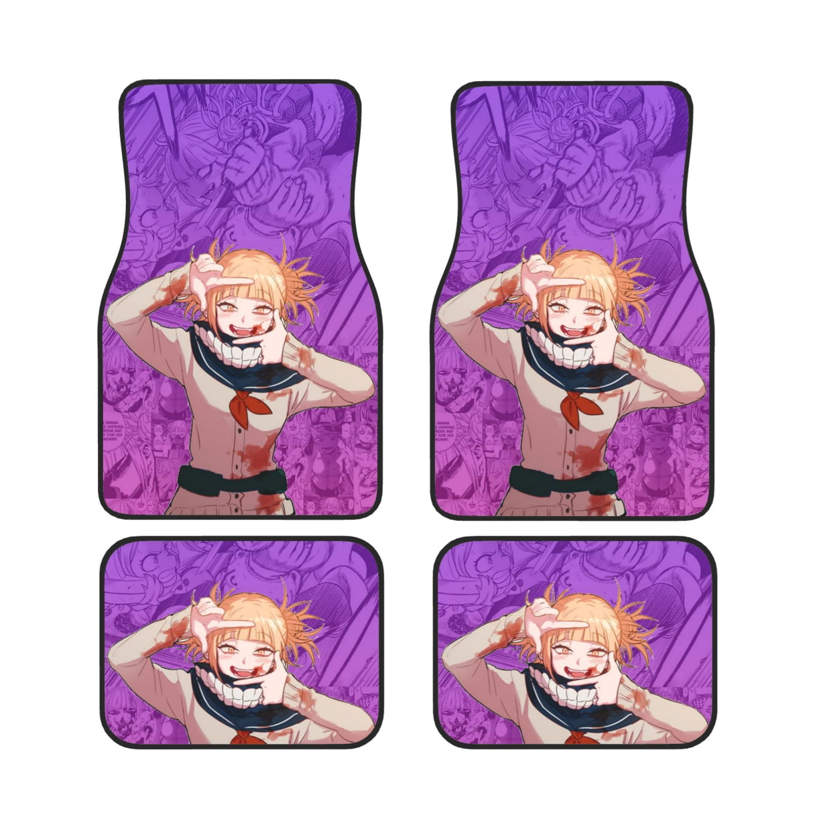 My Hero Academia Himiko Toga Car Floor Mats 4-Piece Full Set Front Rear Auto Foot Mats Carpets ...