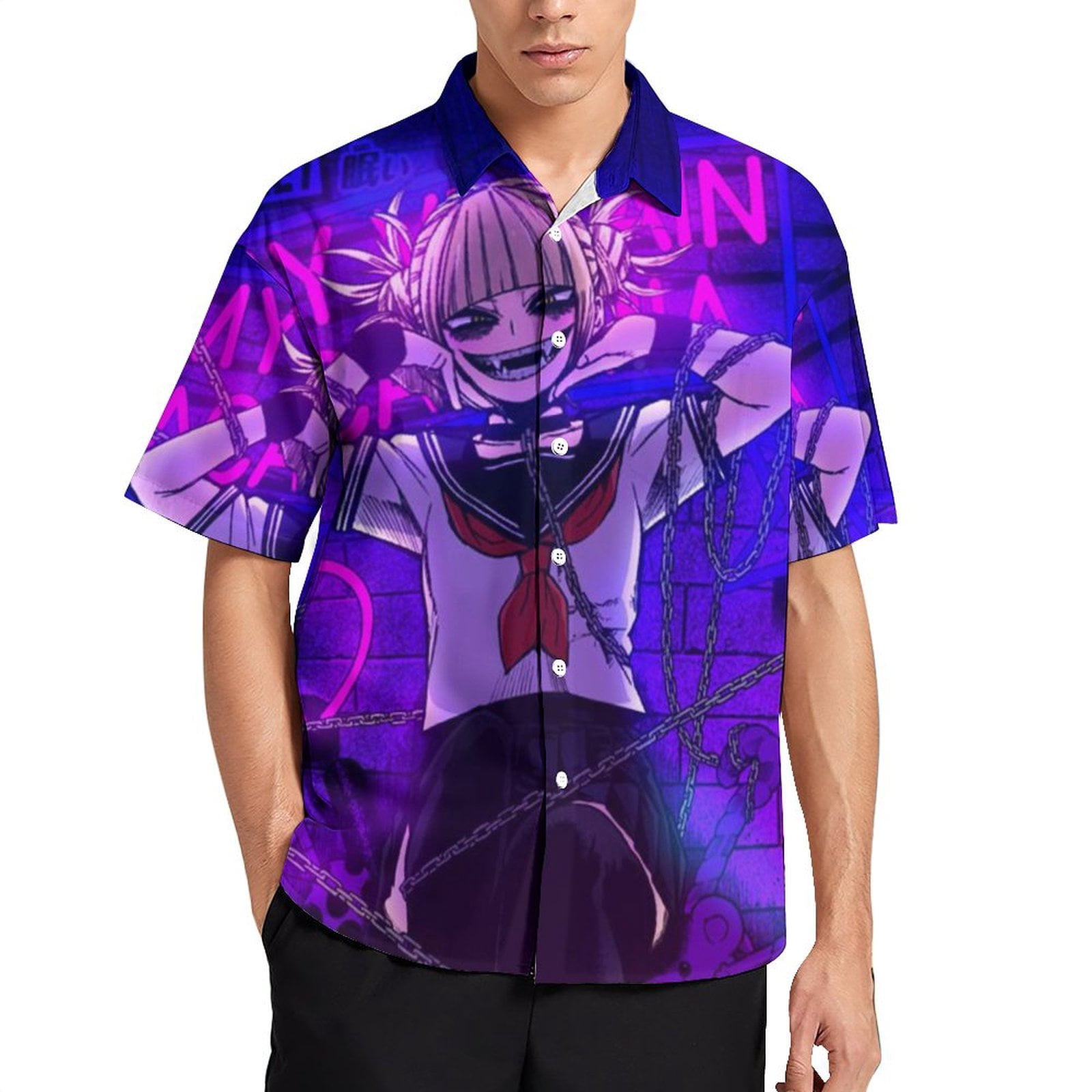 My Hero Academia Himiko Toga Casual Short Sleeve Shirt Lapel Collar ...