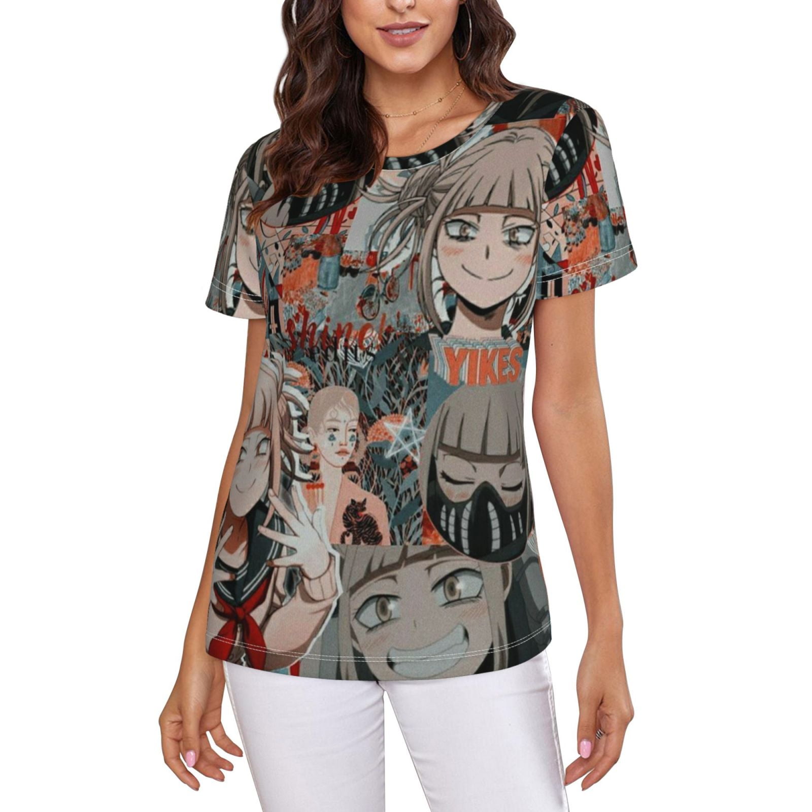 My Hero Academia Himiko Toga Cute Women's T Shirts Round Neck Short ...