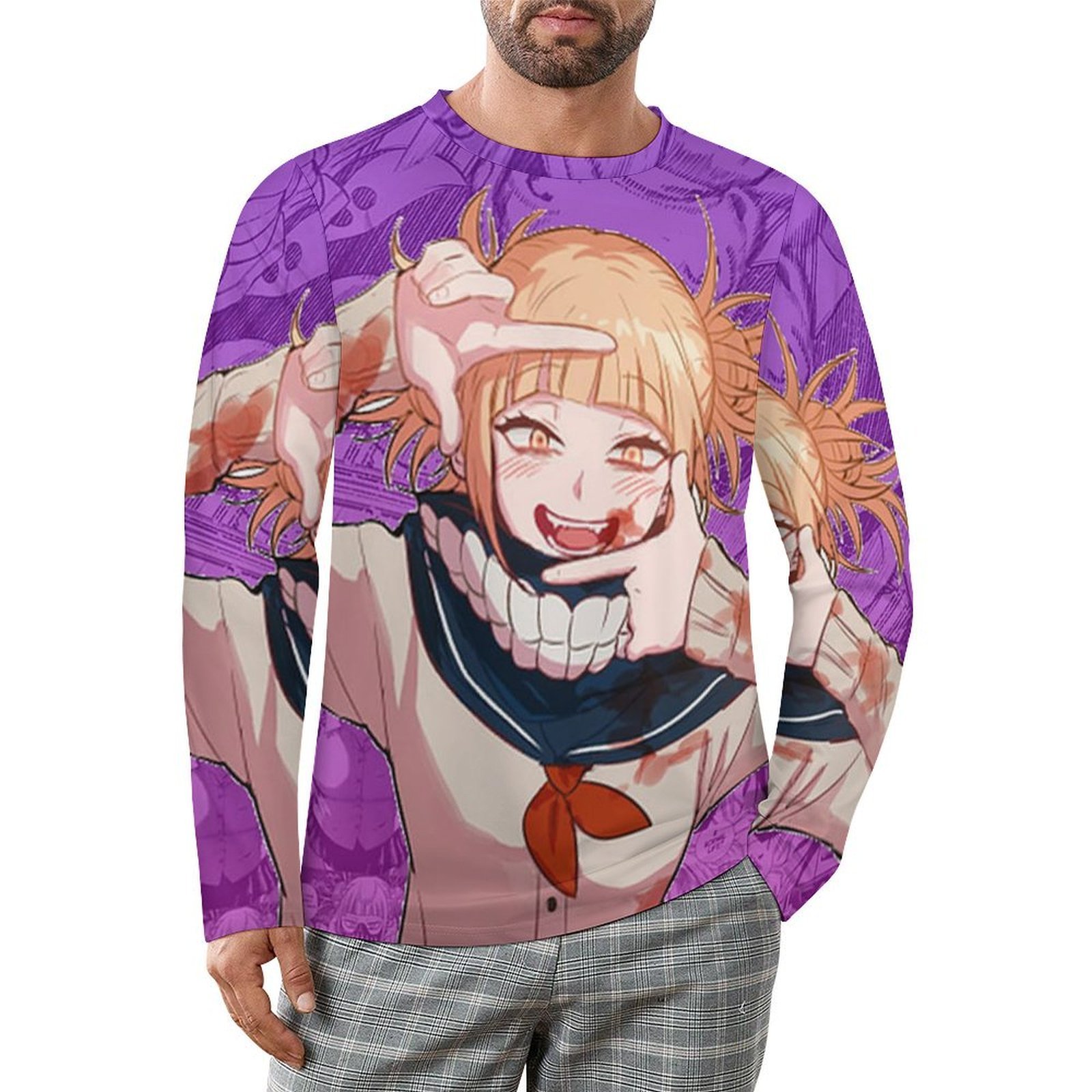 My Hero Academia Himiko Toga Men's Long Sleeve T-Shirt Loose Trendy Tee ...