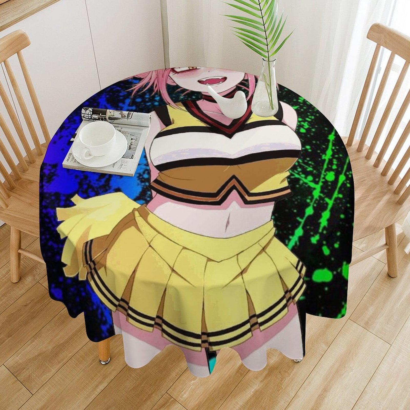 My Hero Academia Himiko Toga Round Tablecloth Print Decorative Table Cover Washable Table Cloths ...