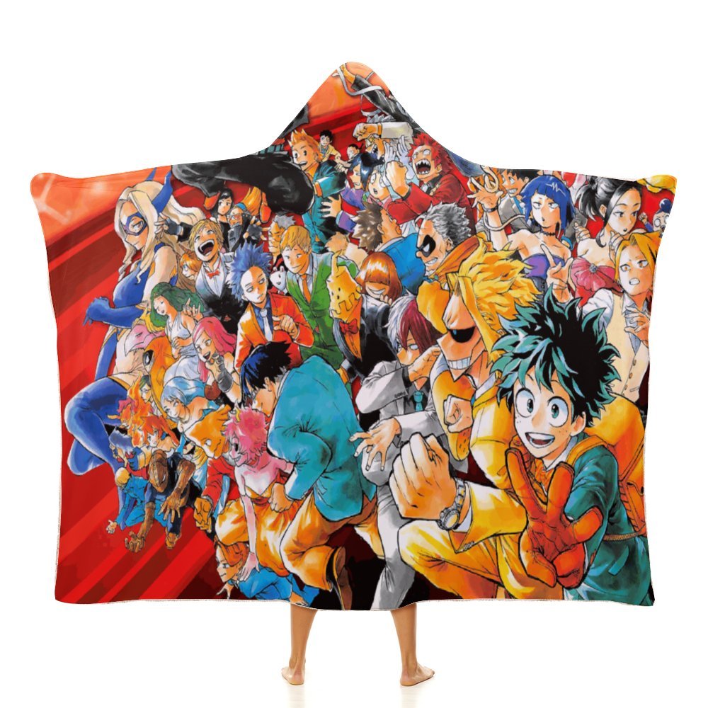 My Hero Academia Hooded Blanket Poncho, Wearable Hooded Blanket Cozy ...