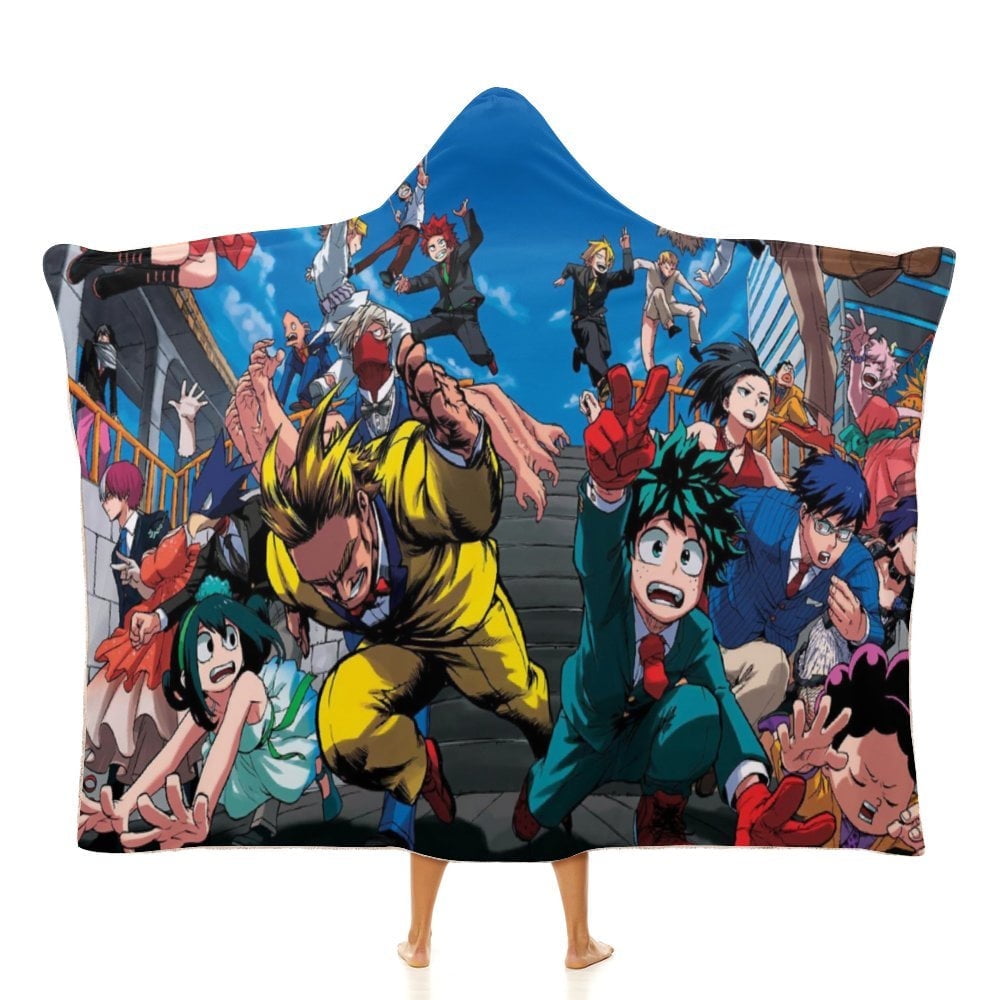 My Hero Academia Hooded Blanket Poncho Wearable Hooded Blanket Cozy