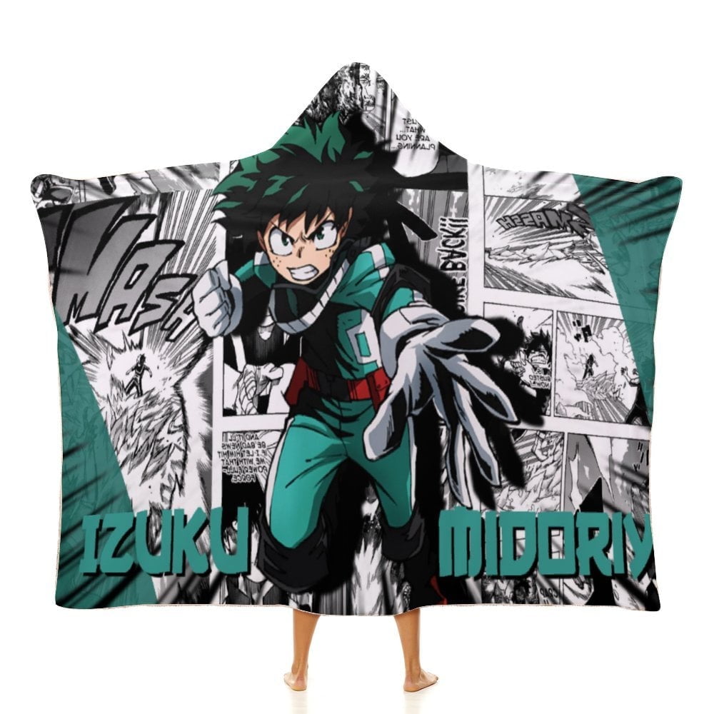 My Hero Academia Hooded Blanket Poncho Wearable Hooded Blanket Cozy