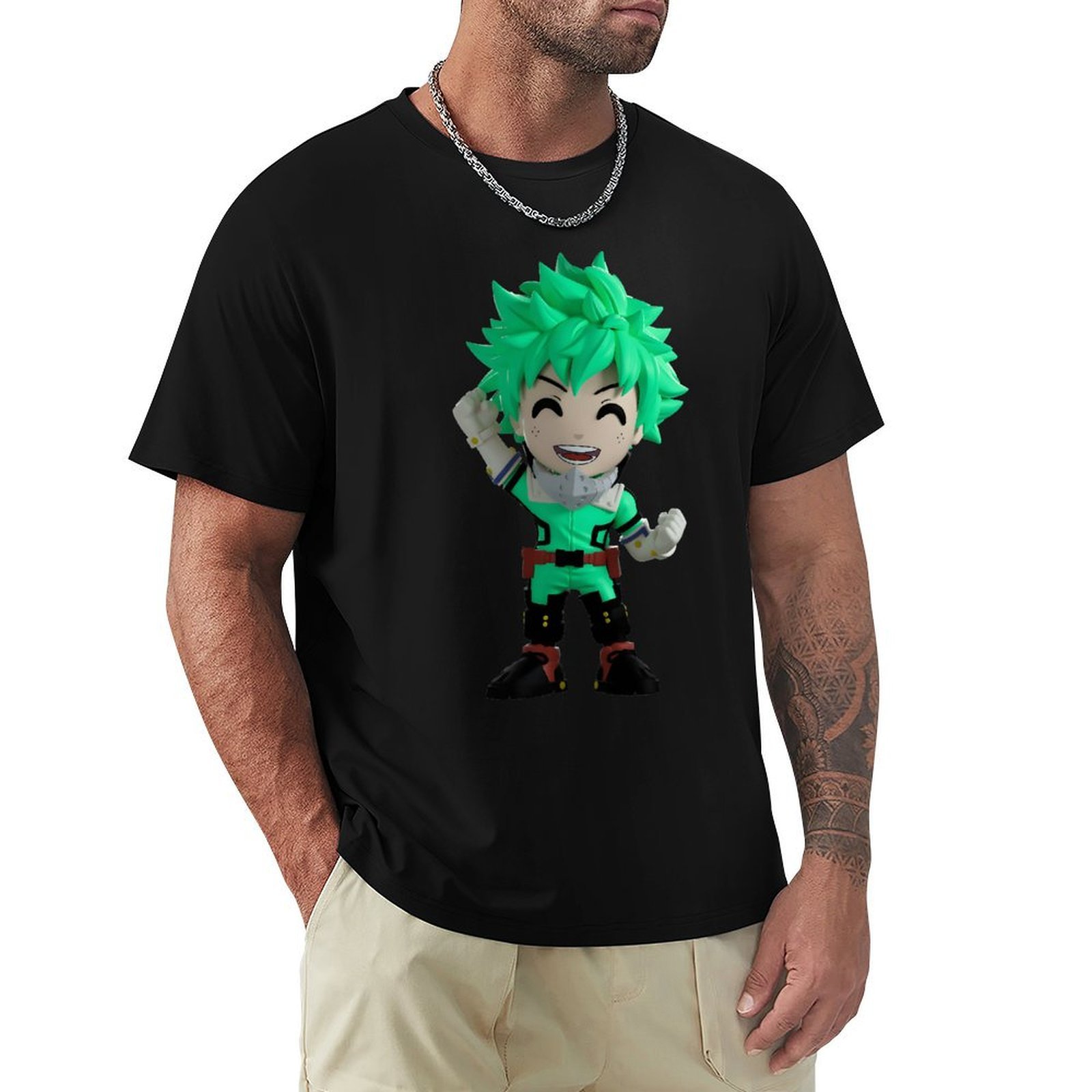 My Hero Academia Izuku Midoriya Men's Cotton Short Sleeve T-Shirt Crew ...