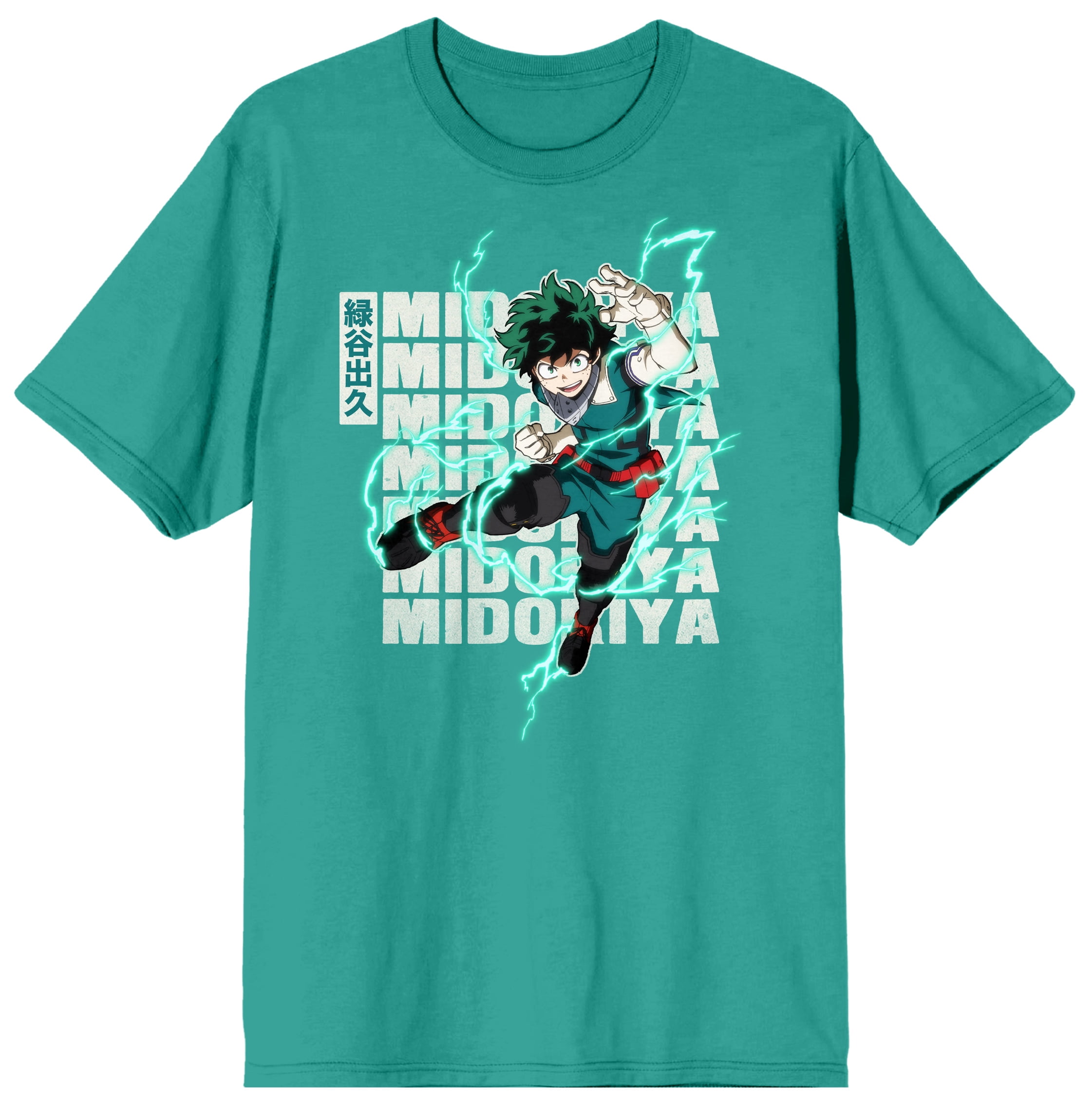 My Hero Academia Men's Deku Lightning Power Cradle Blue Graphic T-Shirt ...