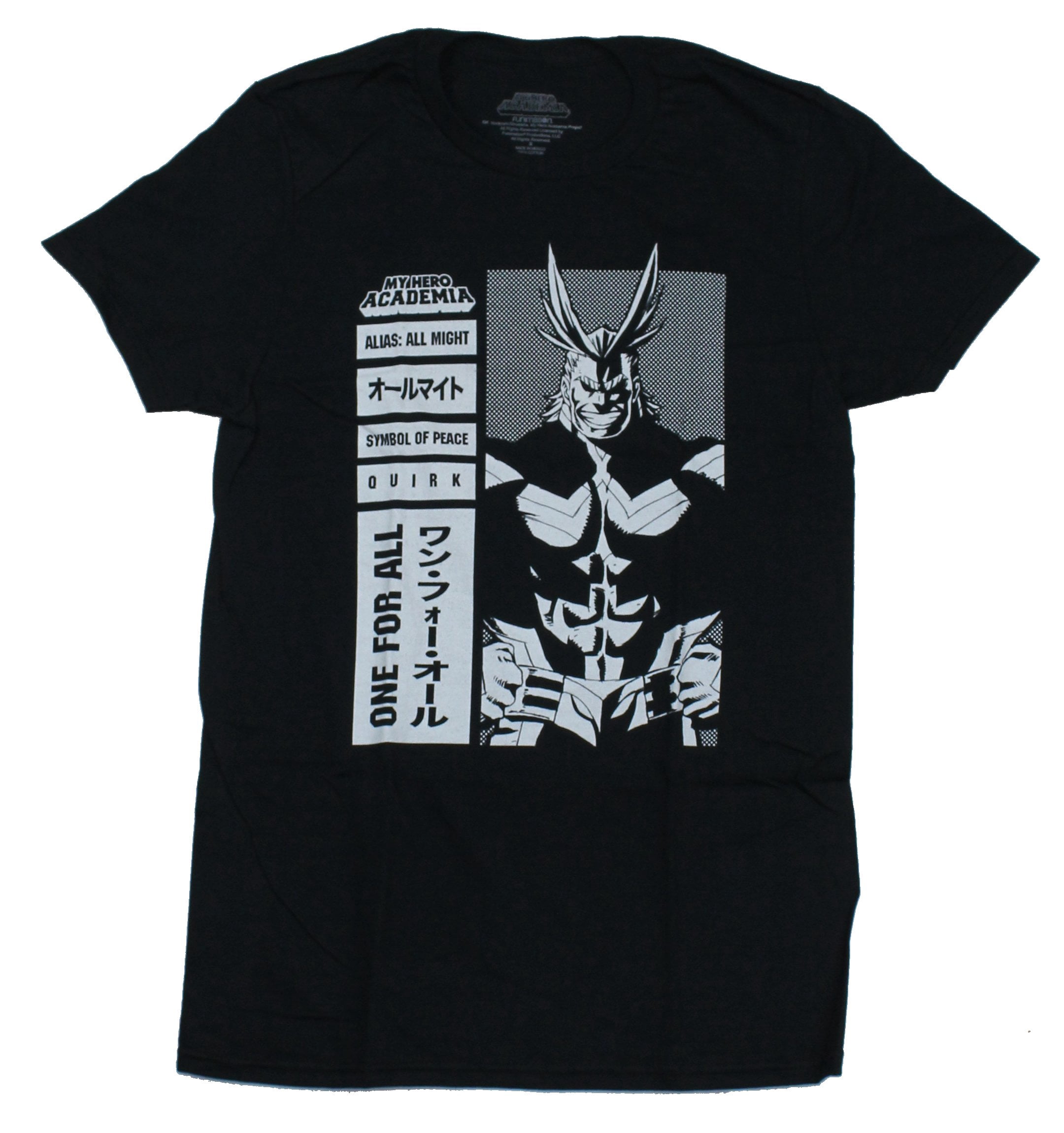 My Hero Academia Mens T-Shirt - All Might All For One Stats Image ...