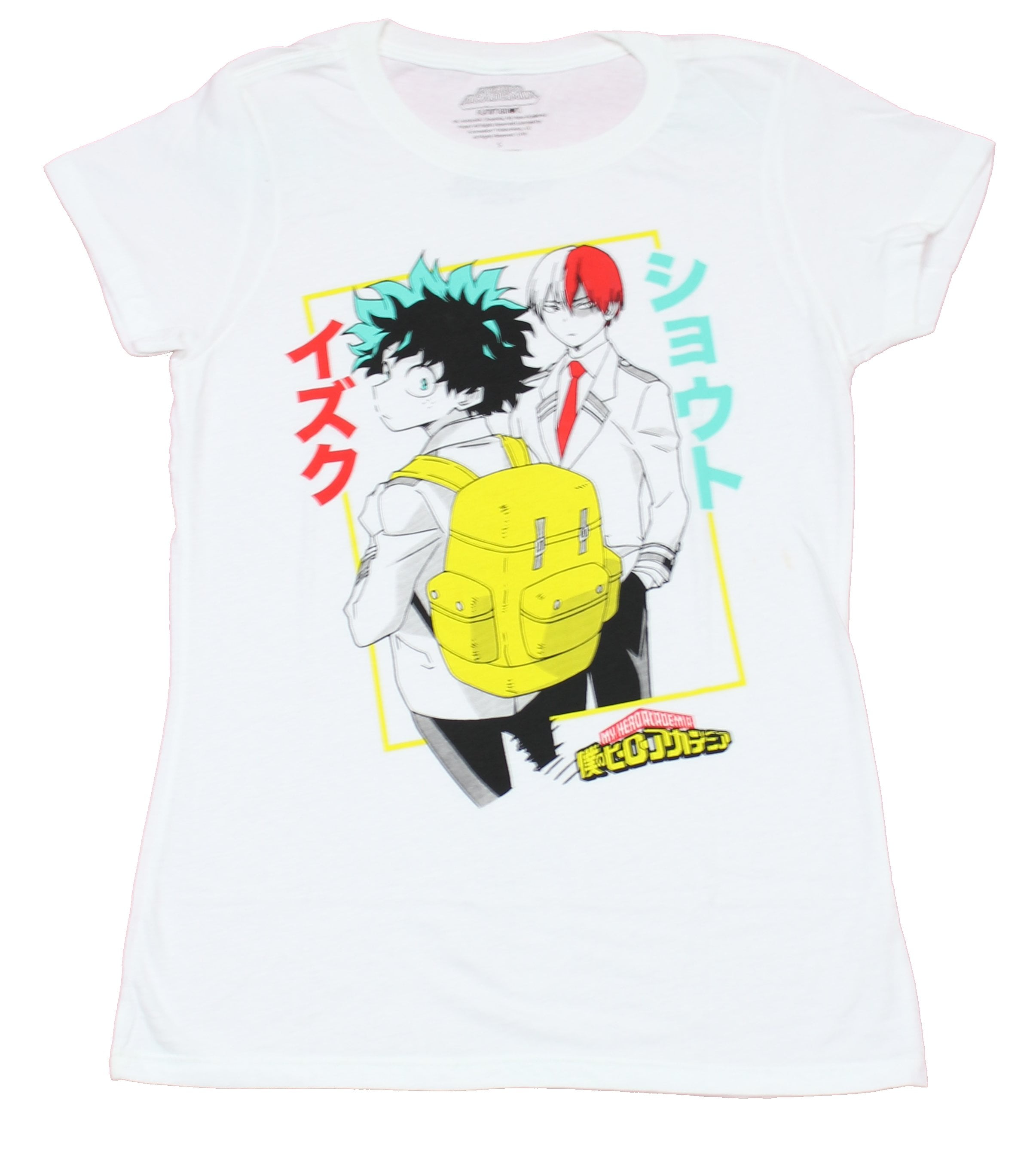 My Hero Academia Mens T-Shirt - Deku Yellow Backpack Todoroki Looks ...