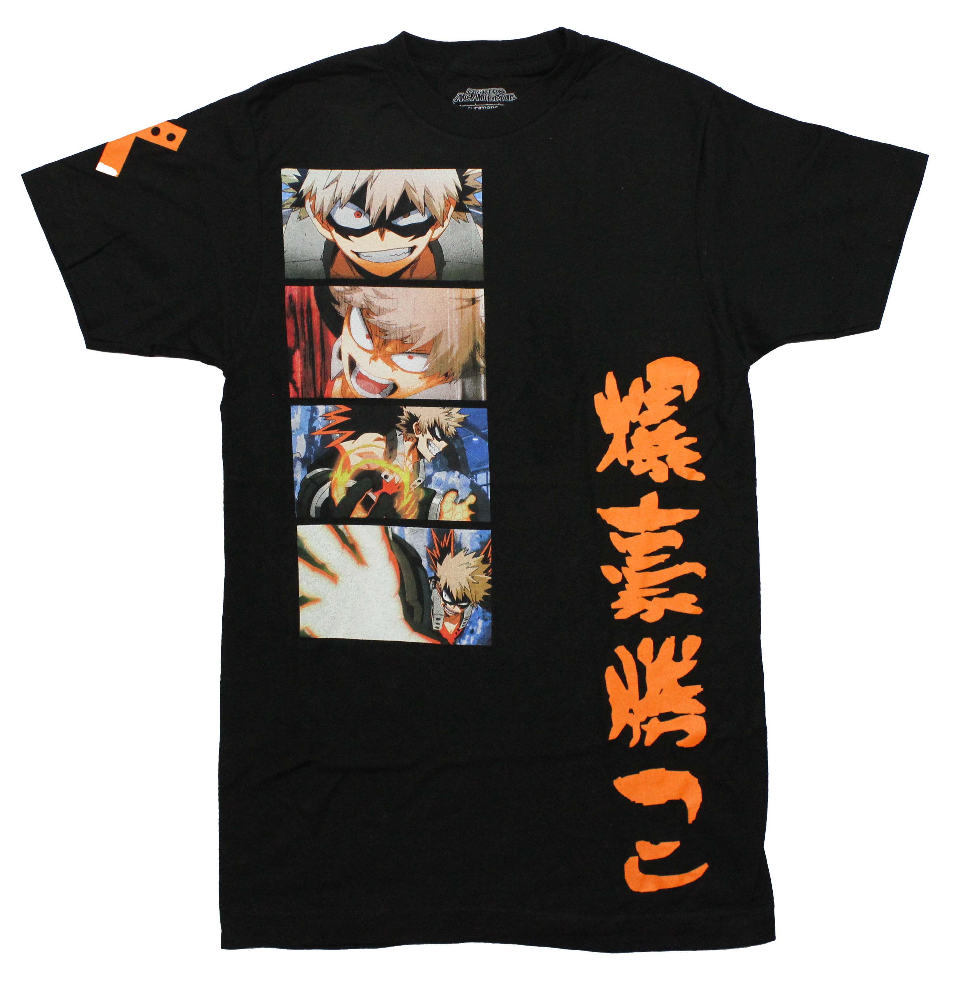 My Hero Academia Mens T-Shirt - Panels of Bakugo & Ornage Kanji (Medium) - Walmart.com