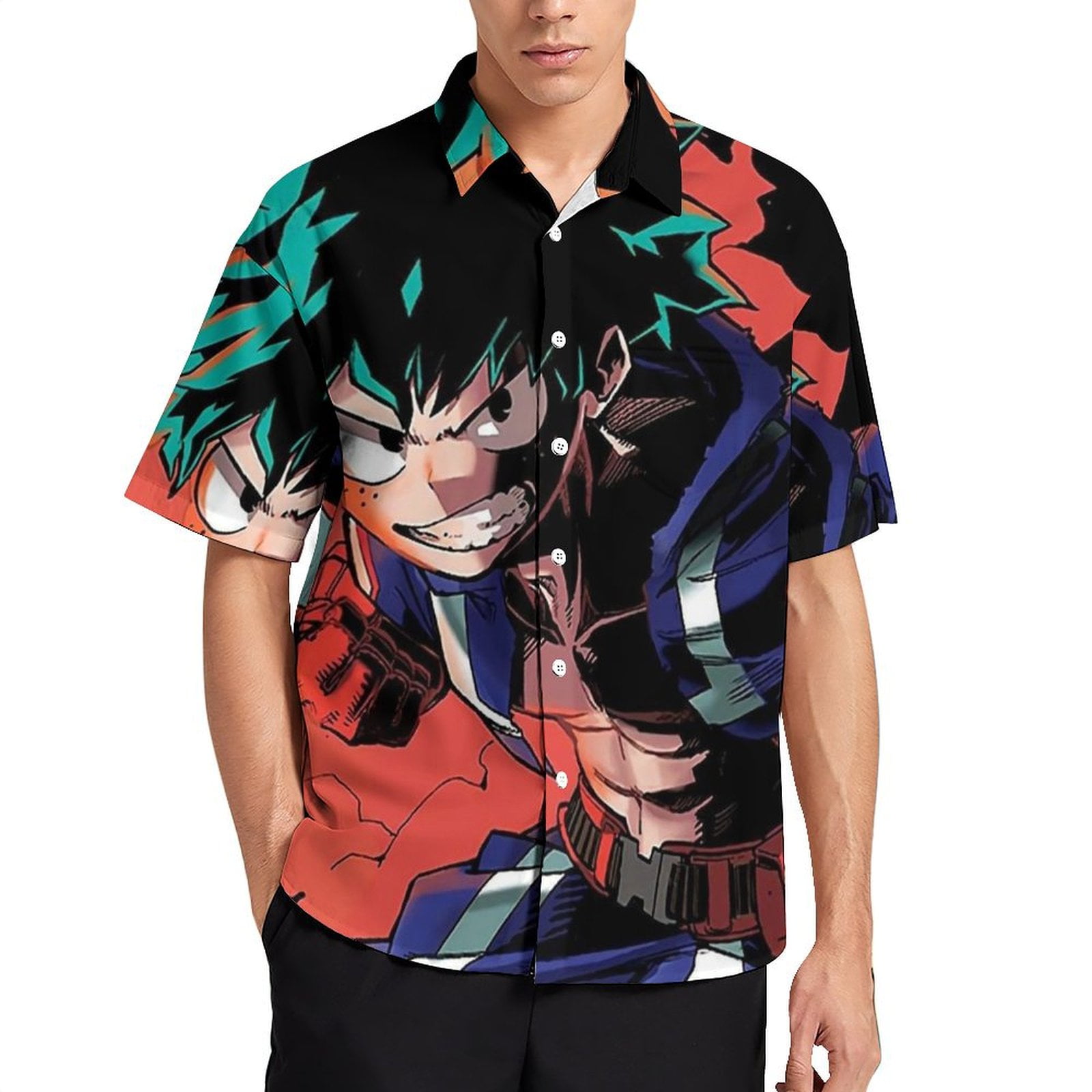 My Hero Academia Mha Deku Men's Button-Down Shirts Daily Casual Beach ...