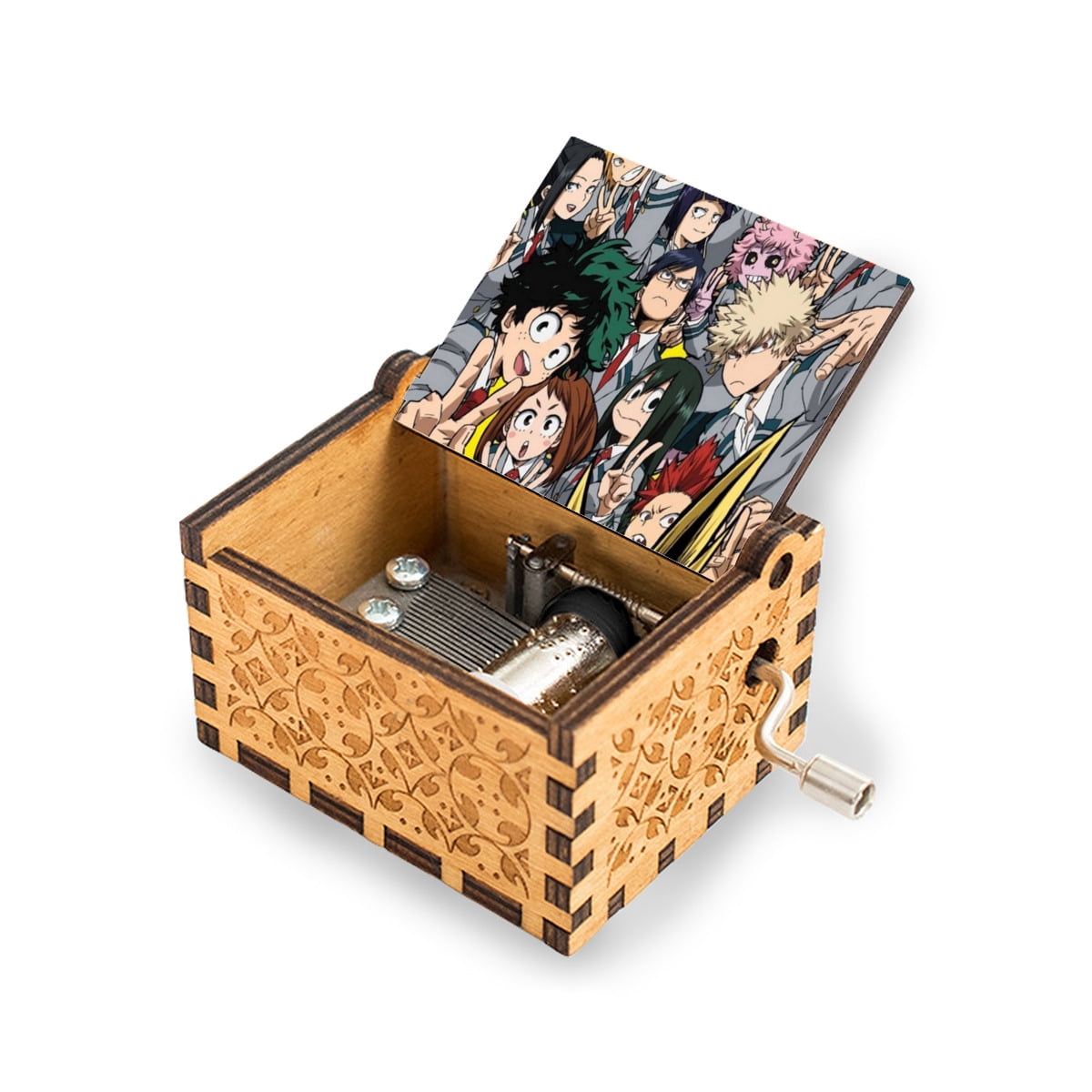 My Hero Academia Music Box - Wooden Laser Engraved Vintage Hand-cranked ...
