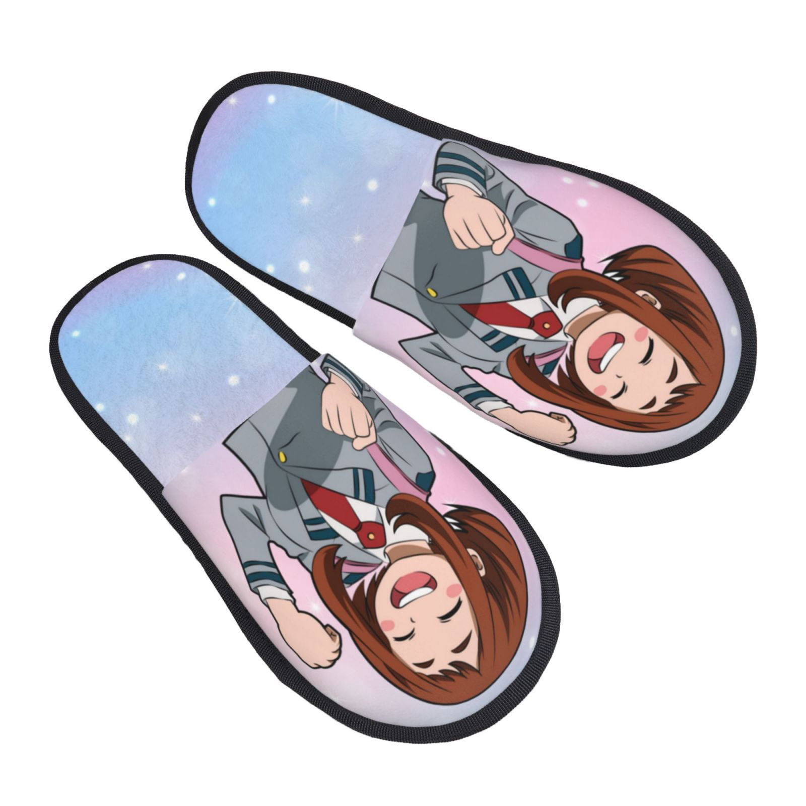 My Hero Academia Ochako Uraraka Furry Slippers For Men Women Fuzzy ...