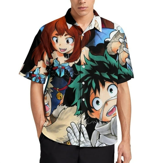 My Hero Academia Poster Men's Button-Down Shirts Daily Casual Beach ...