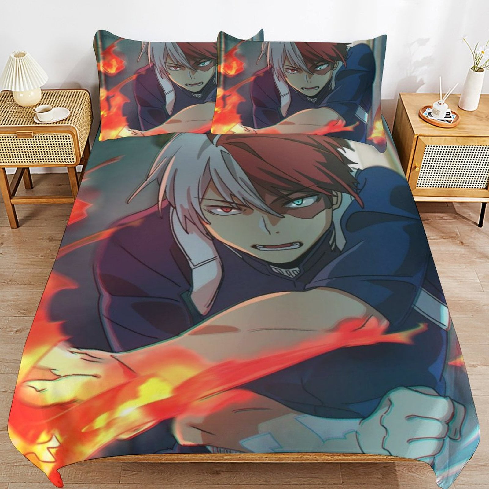 My Hero Academia Shoto Todoroki Bed Duvet Cover Microfiber Bedding Sets 3d Printed Lightweight 3