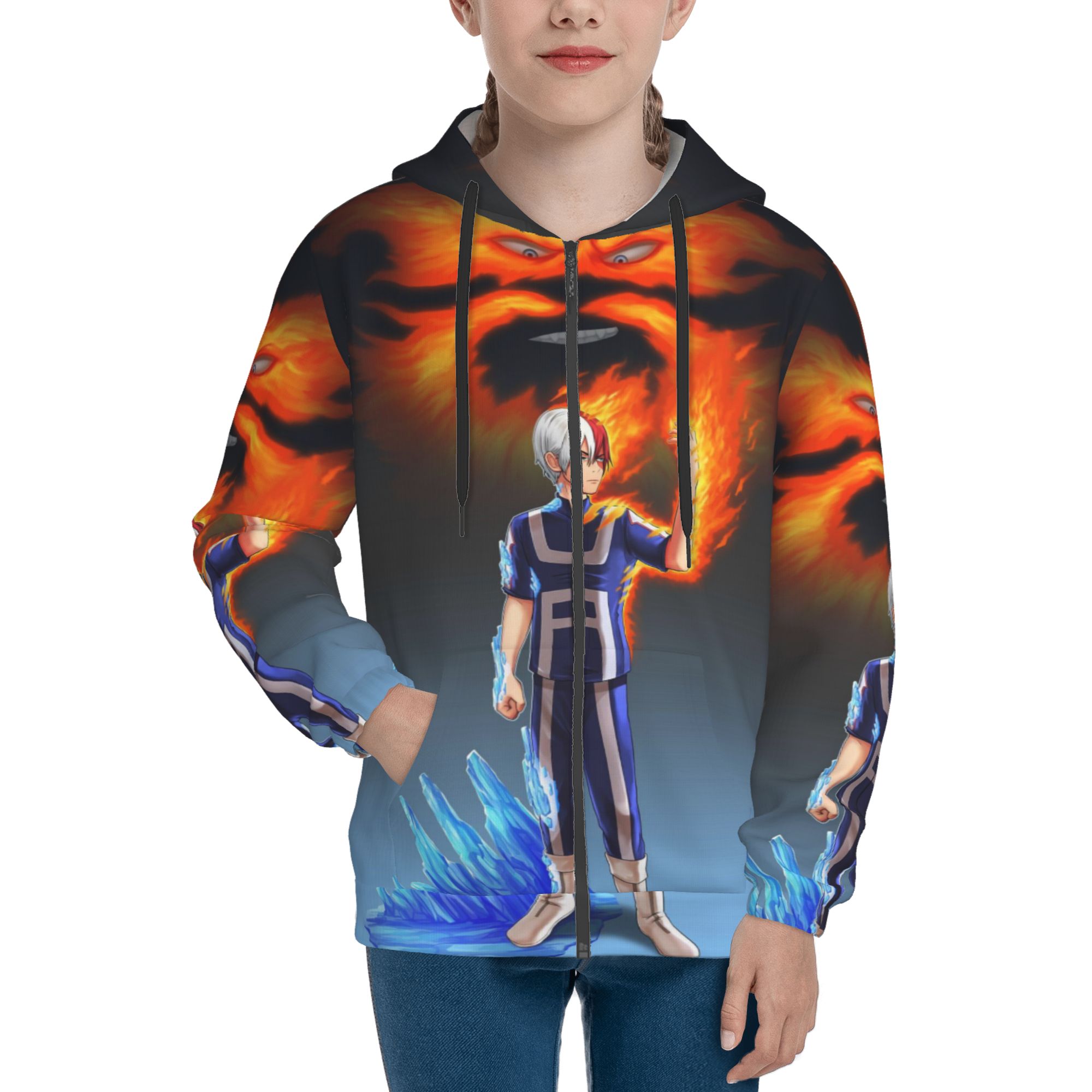 My Hero Academia Shoto Todoroki Teens Boys Girls Zip Up Hoodie 3d ...