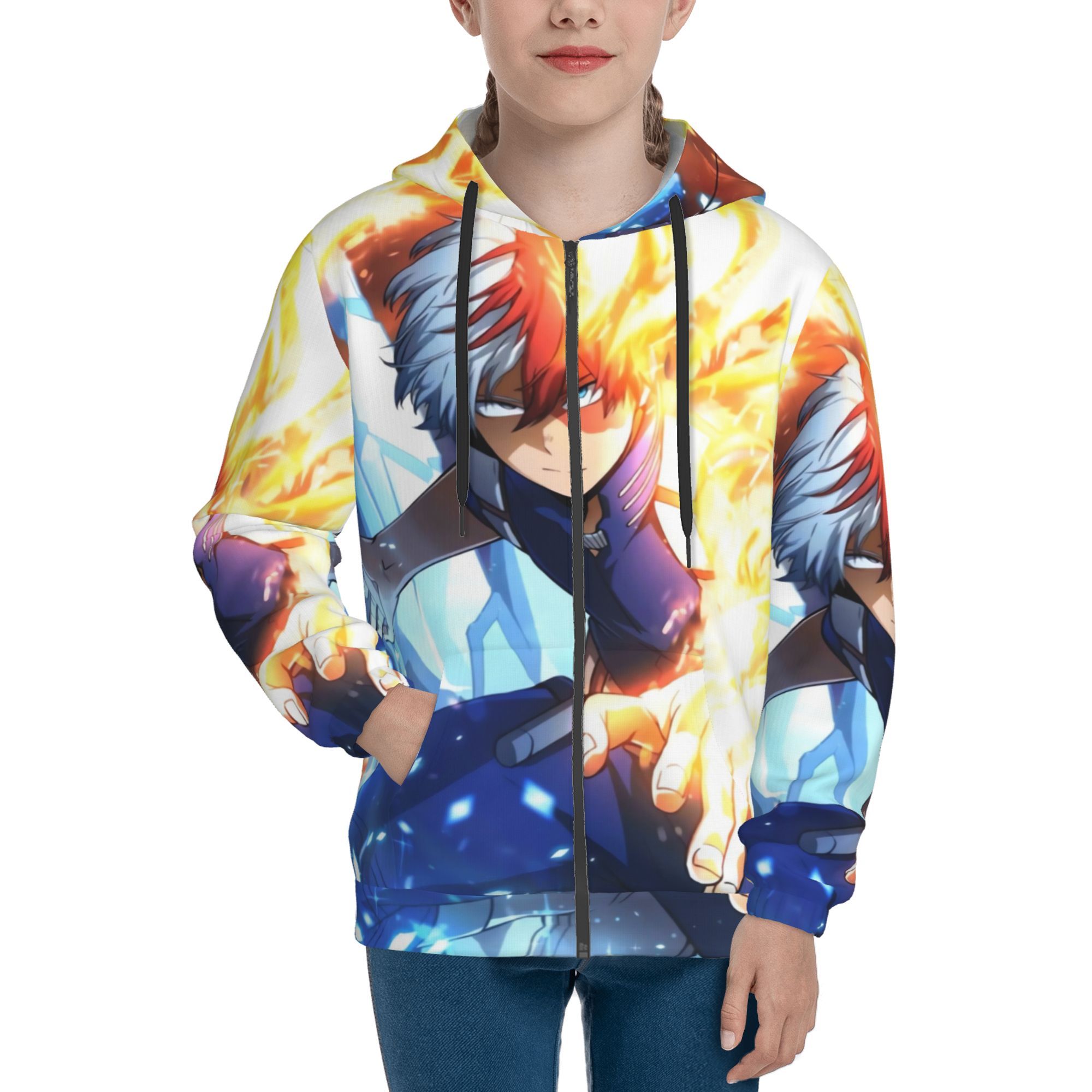 My Hero Academia Shoto Todoroki Teens Boys Girls Zip Up Hoodie 3d ...