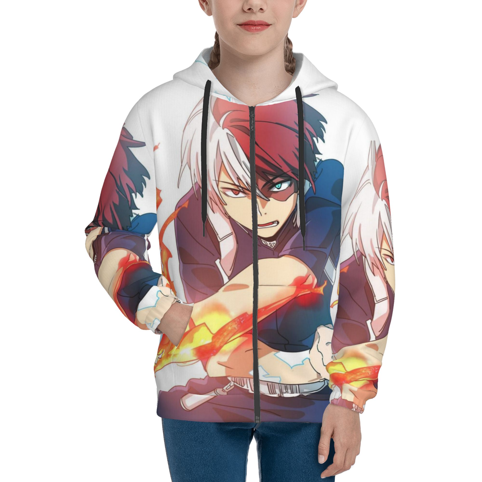 My Hero Academia Shoto Todoroki Teens Boys Girls Zip Up Hoodie 3d ...