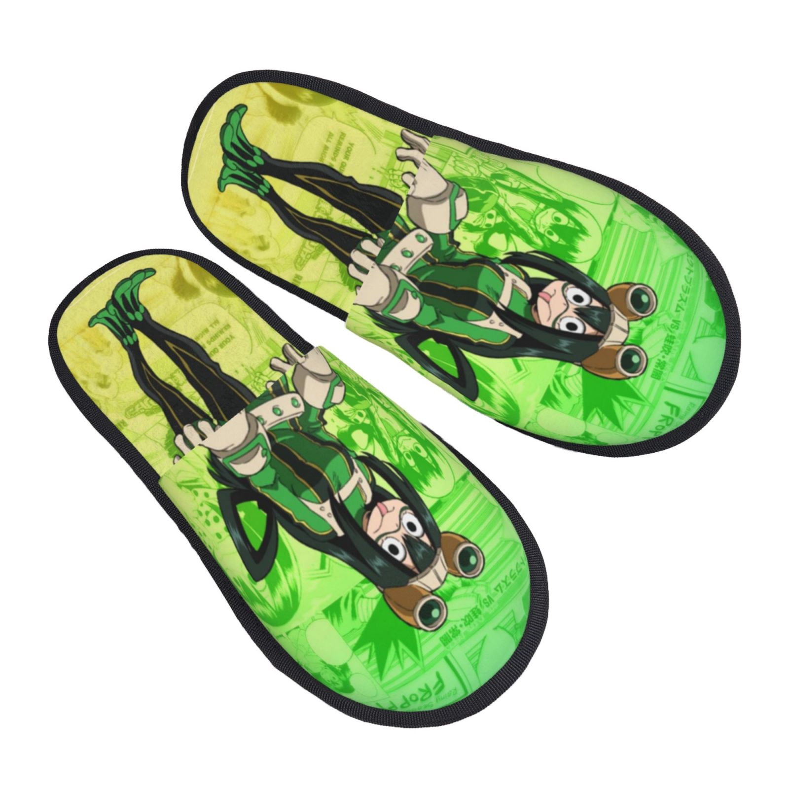 My Hero Academia Tsuyu Asui Furry Slippers For Men Women Fuzzy House ...