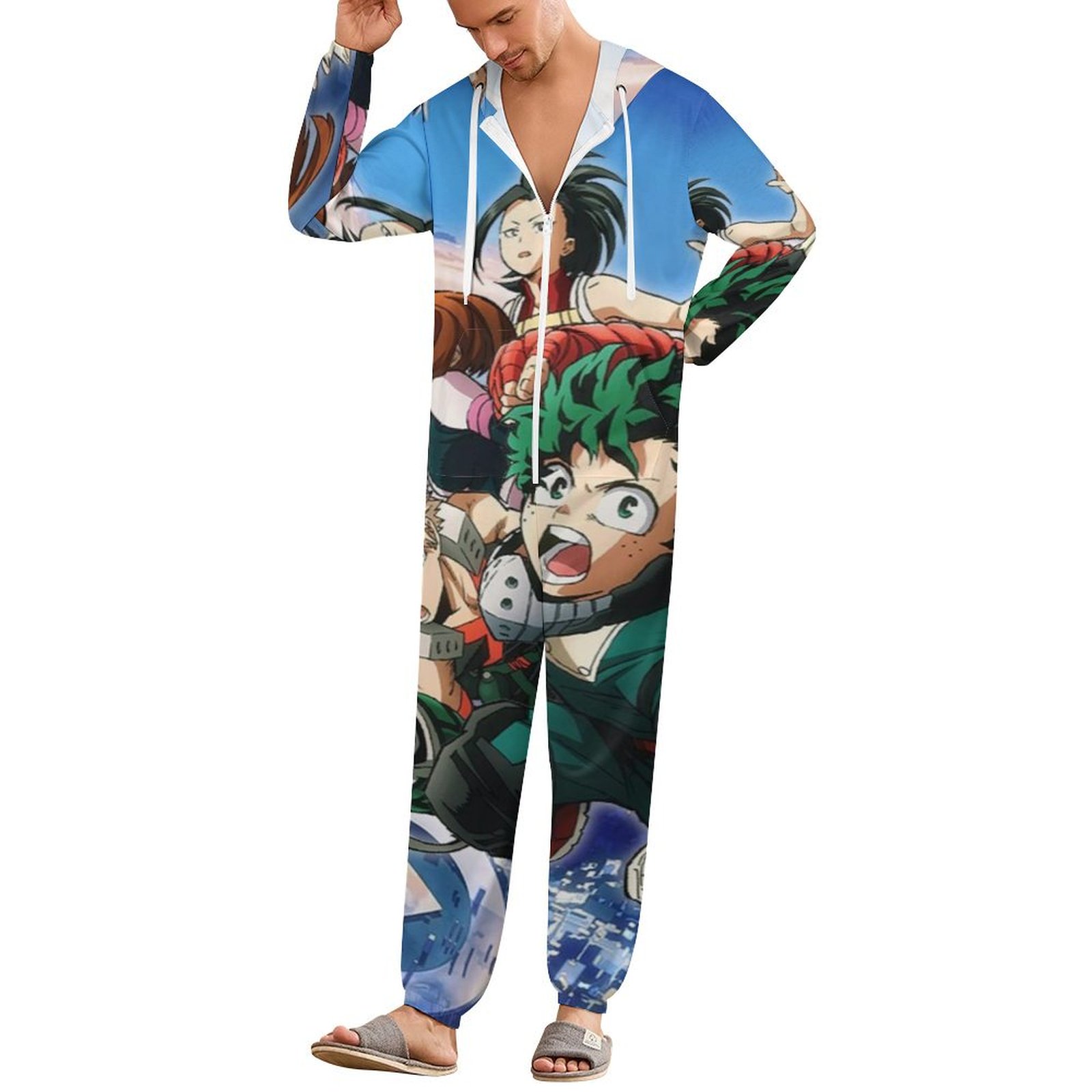 My Hero Academia Unisex Onesie Pajamas Zipper Jumpsuit Hooded One Piece ...