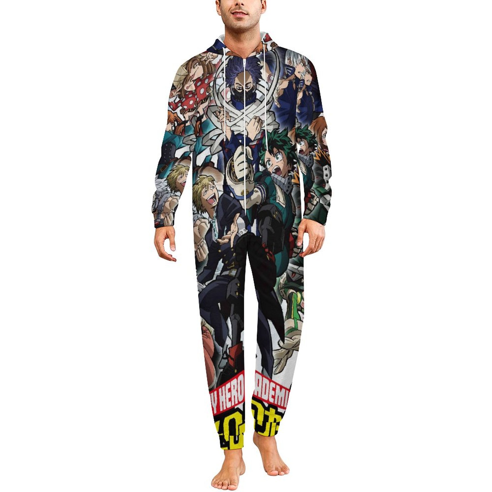 My Hero Academia Unisex Onesie Pajamas Zipper Jumpsuit Hooded One Piece ...