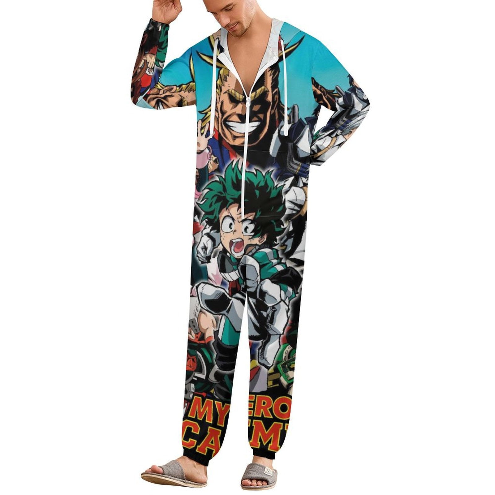 My Hero Academia Unisex Onesie Pajamas Zipper Jumpsuit Hooded One Piece ...