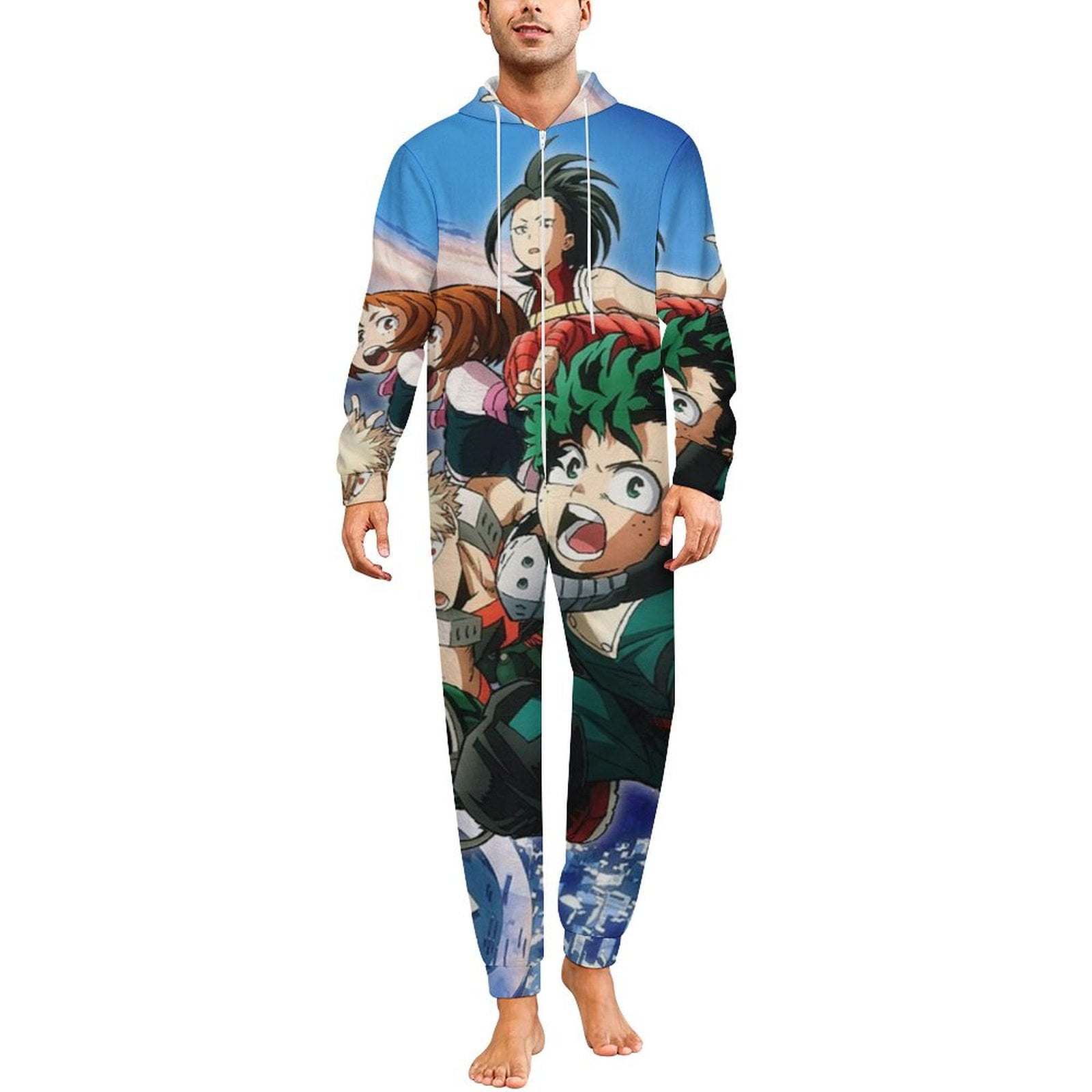 My Hero Academia Unisex Onesie Pajamas Zipper Jumpsuit Hooded One Piece ...