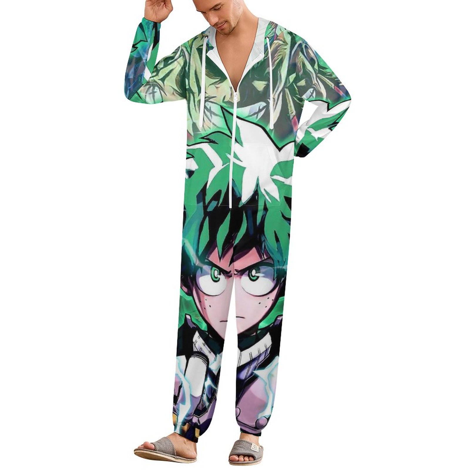 My Hero Academia Unisex Onesie Pajamas Zipper Jumpsuit Hooded One Piece ...