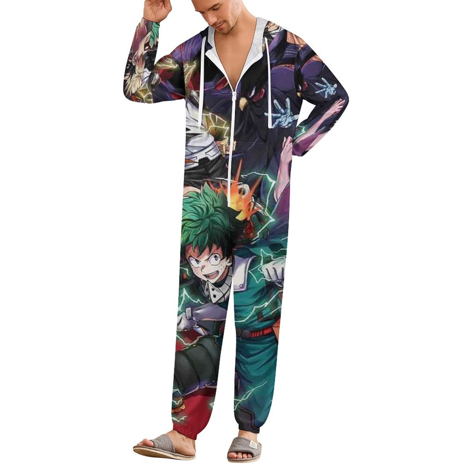 My Hero Academia Unisex Onesie Pajamas Zipper Jumpsuit Hooded One Piece ...