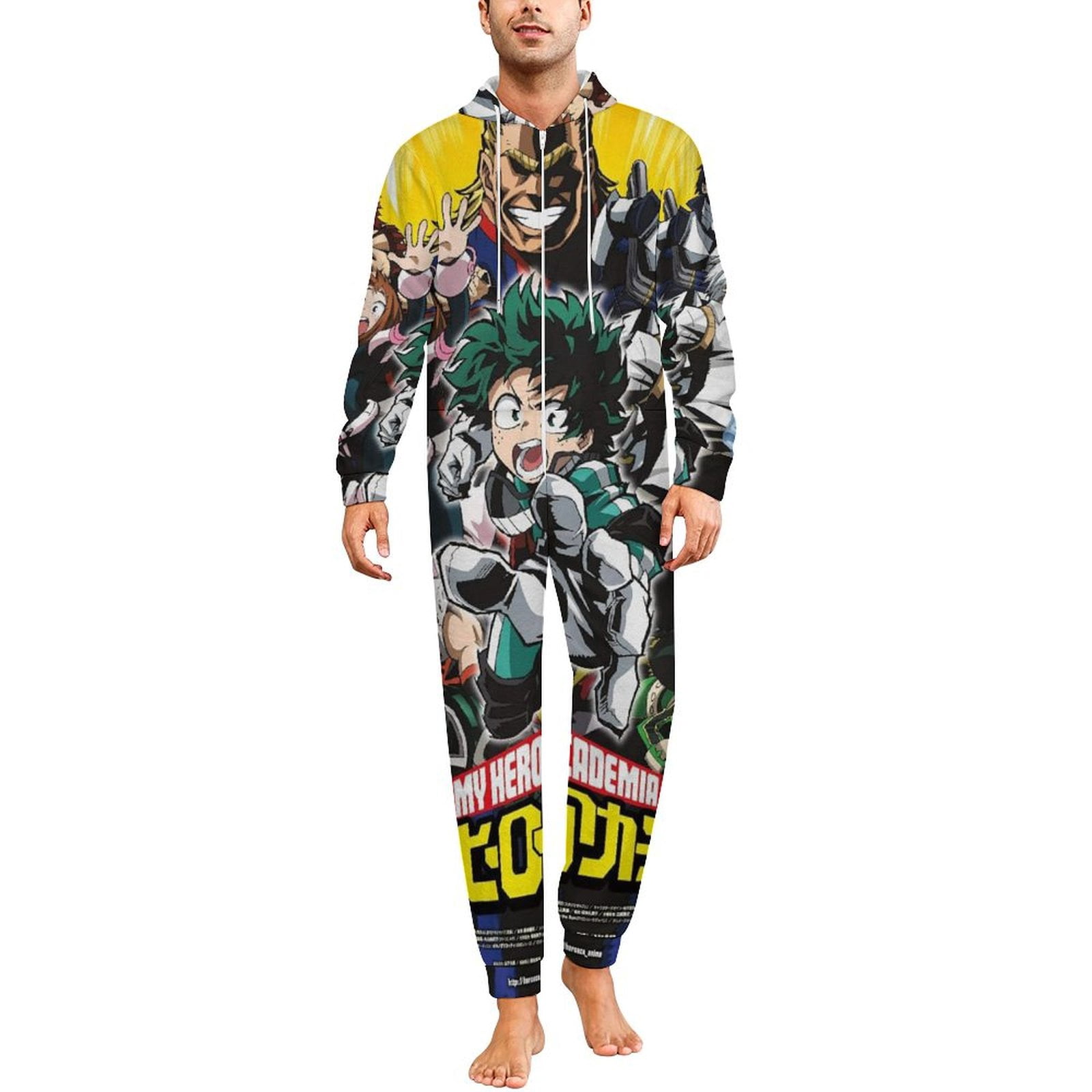 My Hero Academia Unisex Onesie Pajamas Zipper Jumpsuit Hooded One Piece ...
