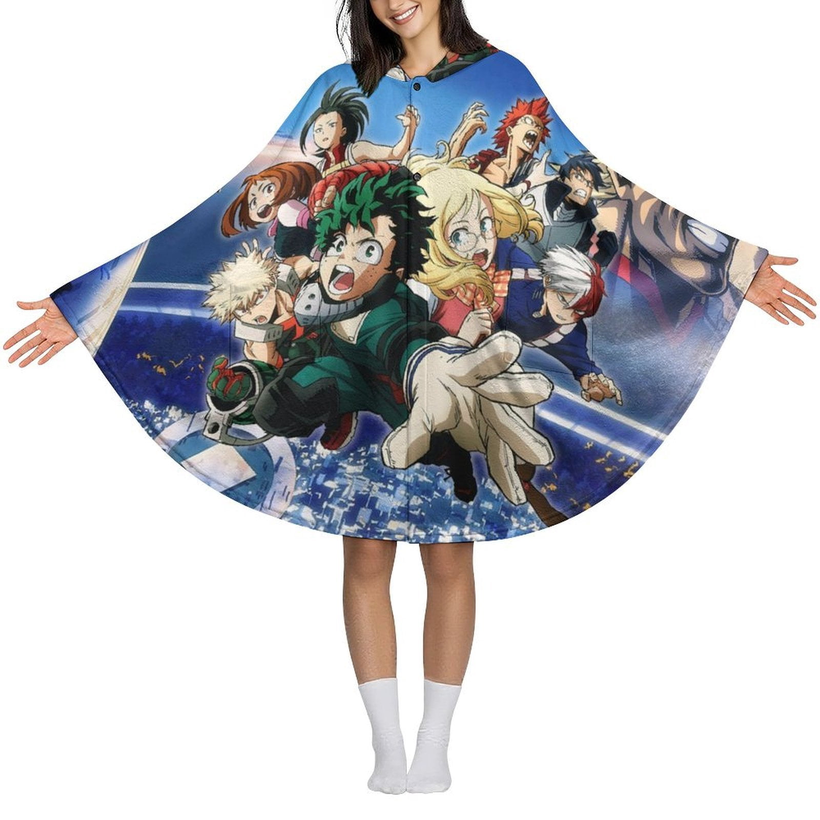 My Hero Academia Wearable Blanket Flannel Poncho Office Work Warm Cozy ...