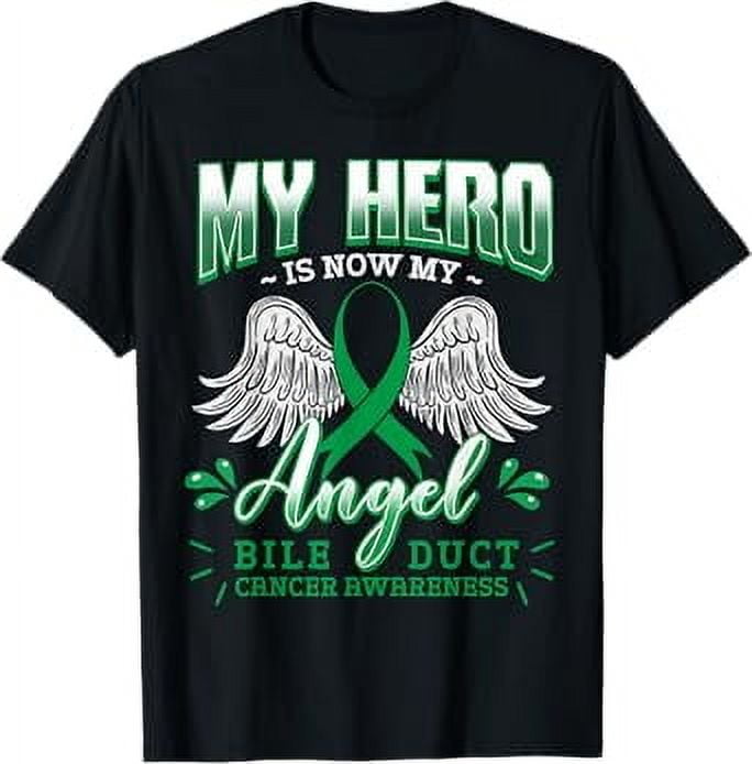 My Hero Is Now My Angel Bile Duct Cancer Awareness Warrior T-Shirt ...