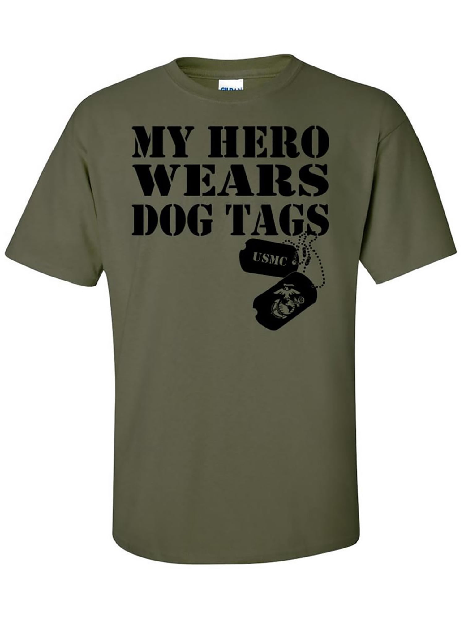My Hero Wears Dog Tags - USMC Short Sleeve T-Shirt - Walmart.com