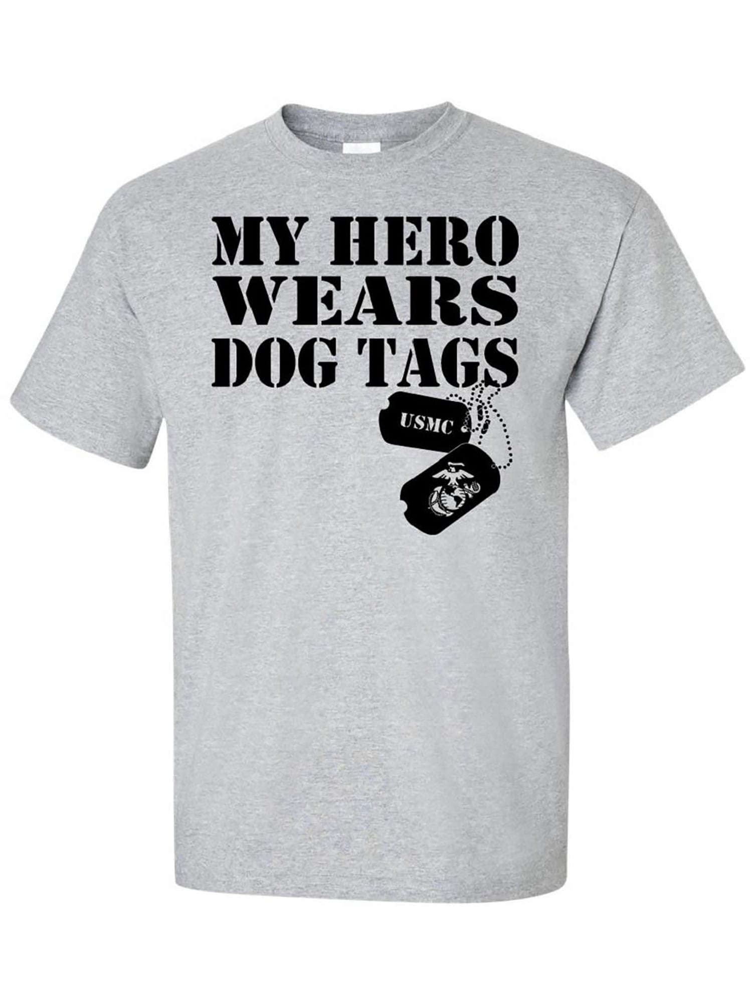 My Hero Wears Dog Tags - USMC Short Sleeve T-Shirt - Walmart.com