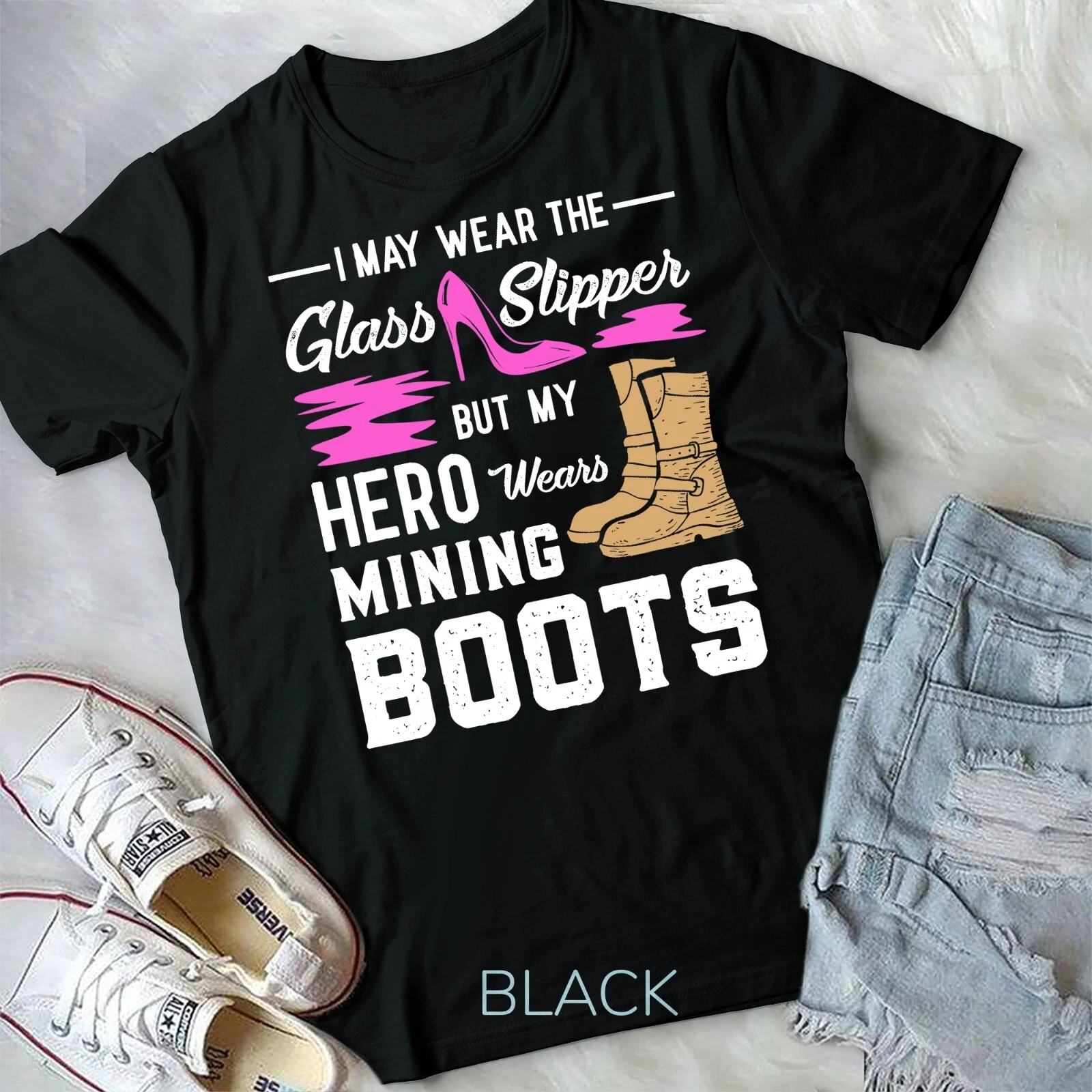 My Hero Wears Mining Boots, Coal Miner and Wife Themed Gift Graphic ...