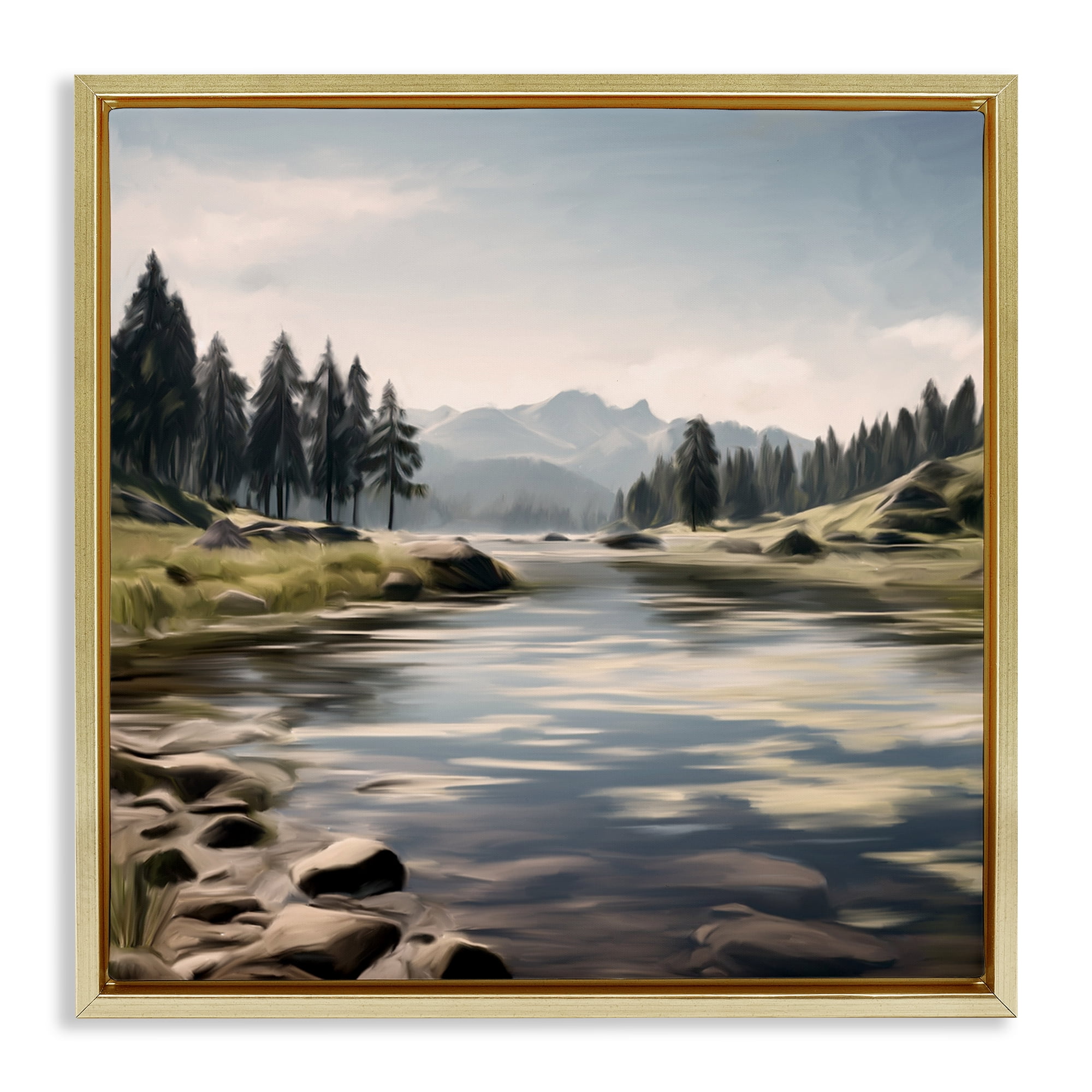 My Hideaway Pond Ripples Gold Framed Floater Canvas Wall Art, design by ...