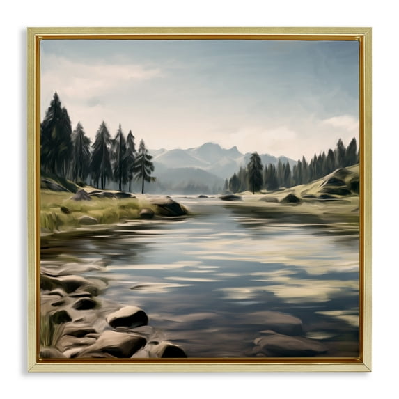 My Hideaway Pond Ripples Gold Framed Floater Canvas Wall Art, design by ...