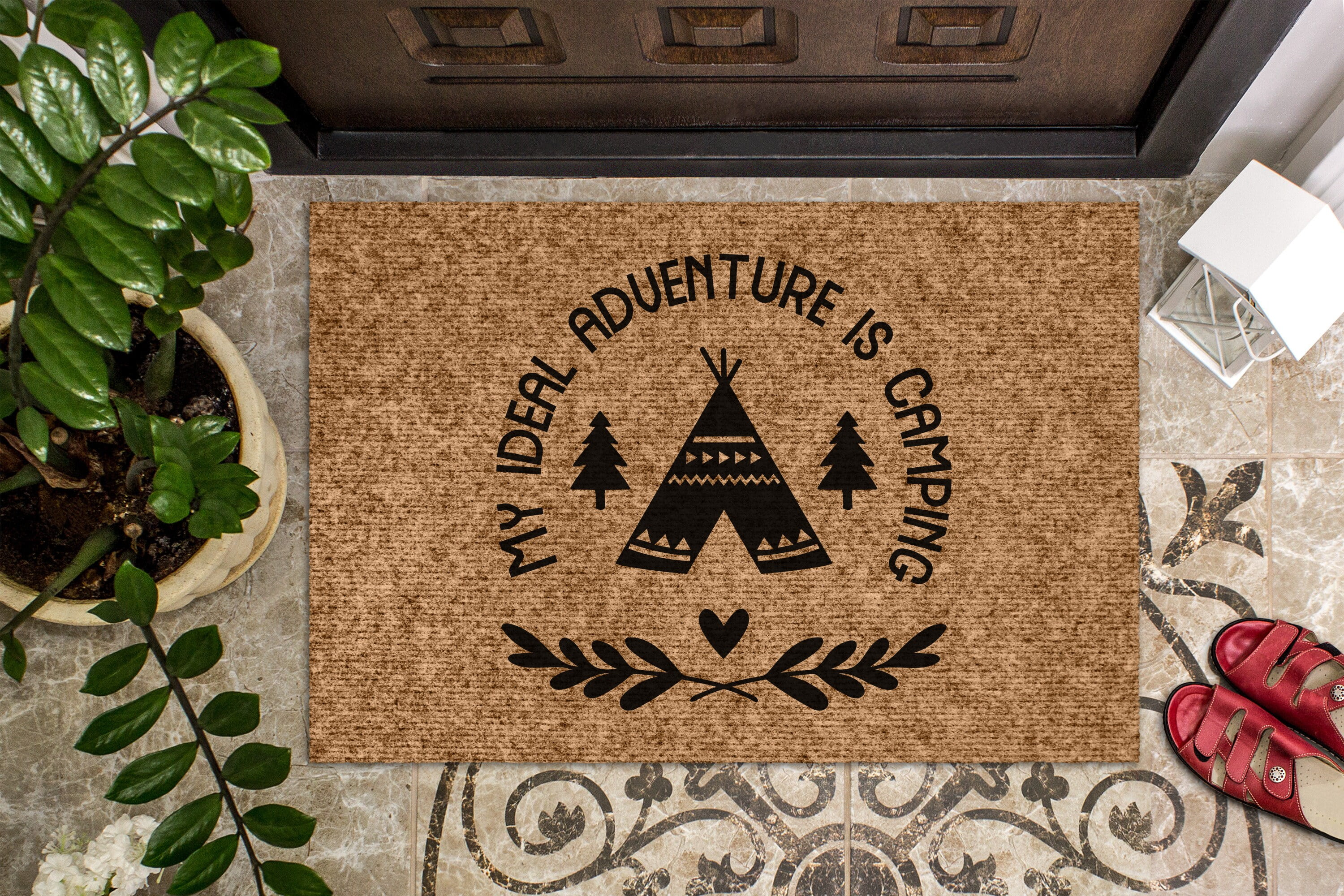 My Ideal Adventure is Camping | Camping Gift | Camping Welcome Mat ...
