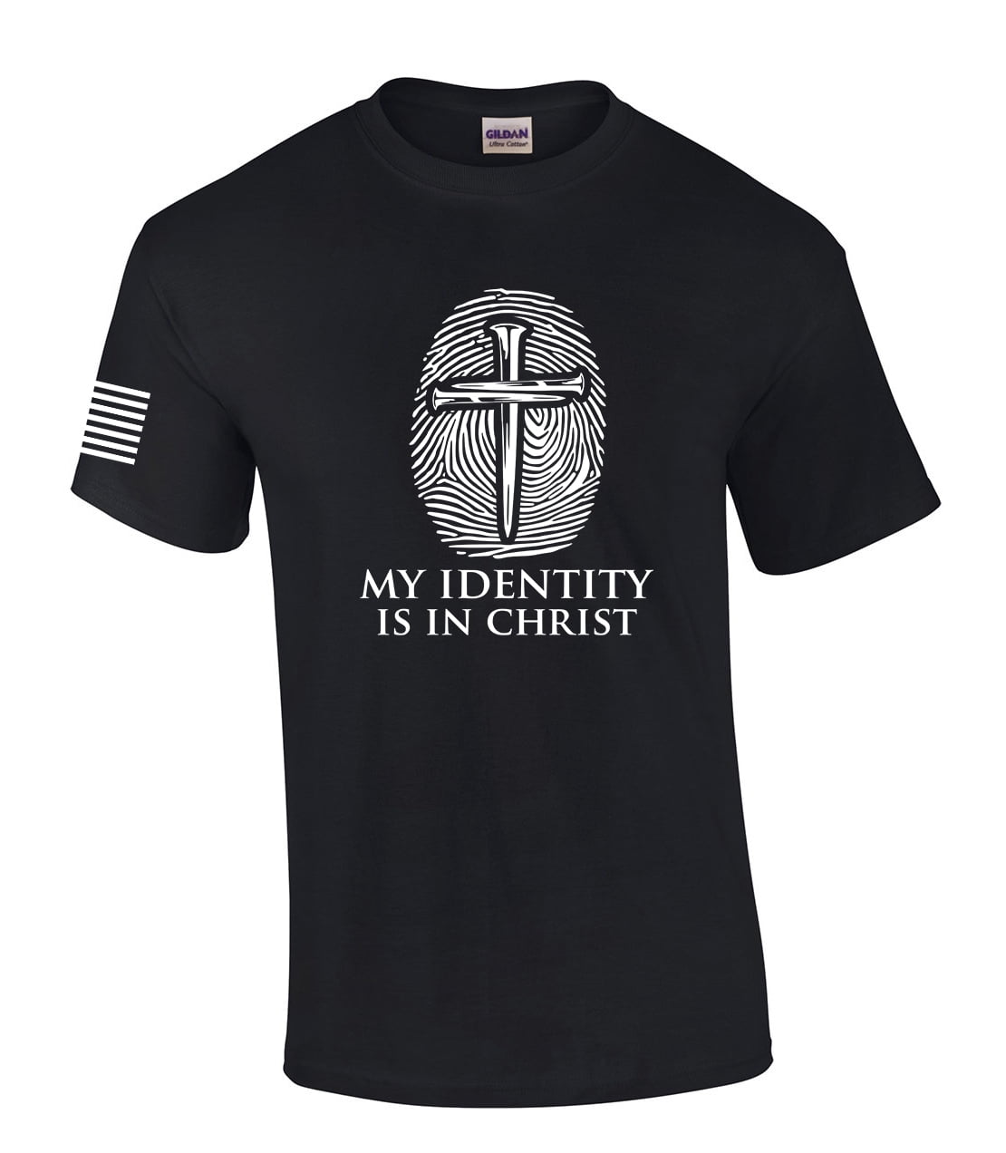 My Identity Is In Christ Nail Cross Fingerprint Mens Christian Short ...