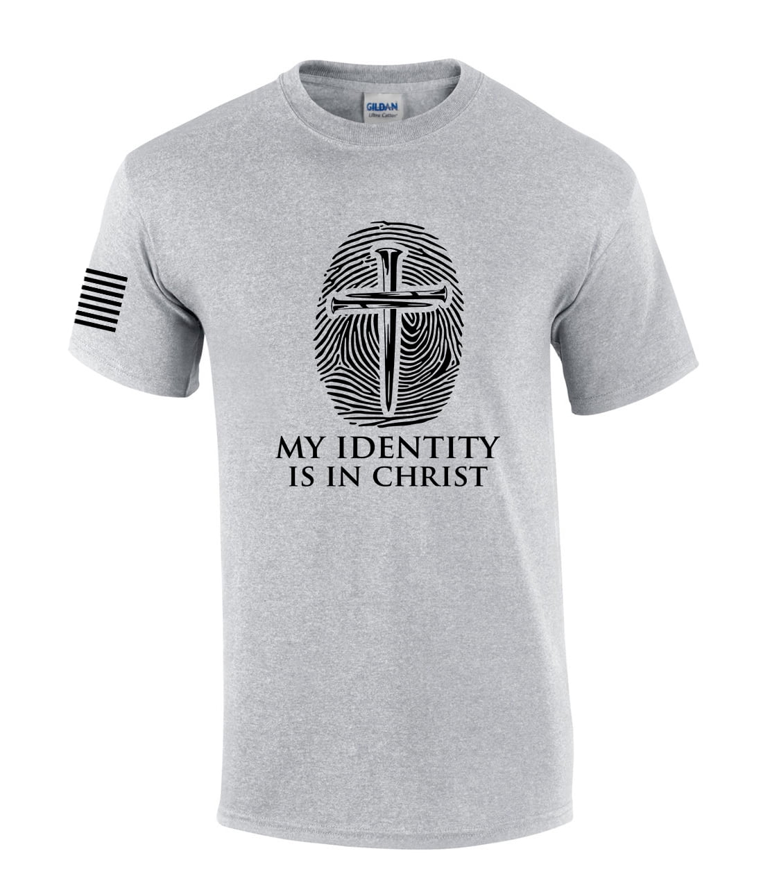 My Identity Is In Christ Nail Cross Fingerprint Mens Christian Short ...