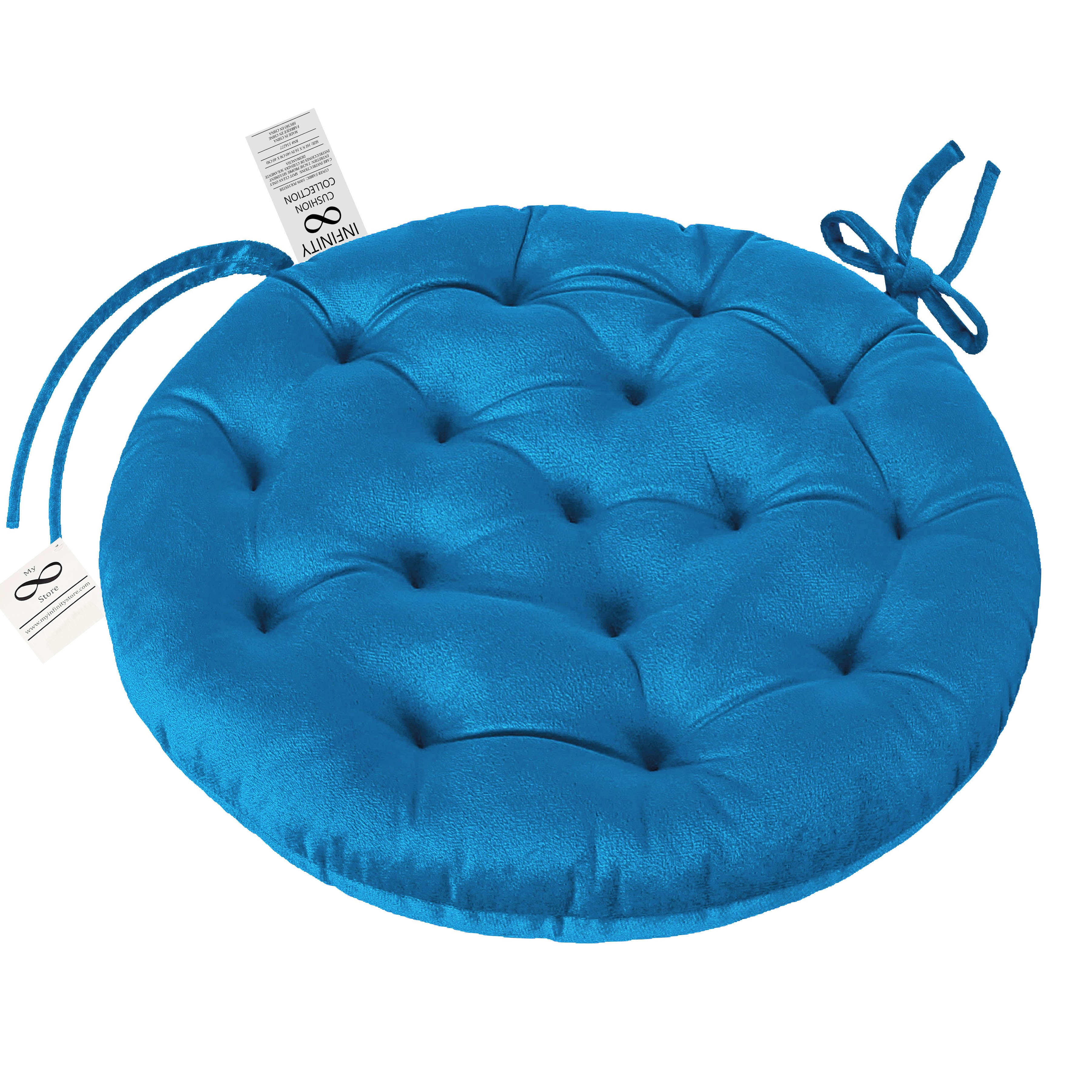 My Infinity Store 16" Plush Round Tufted Chair Pad/Cushions Tie-Backs ...