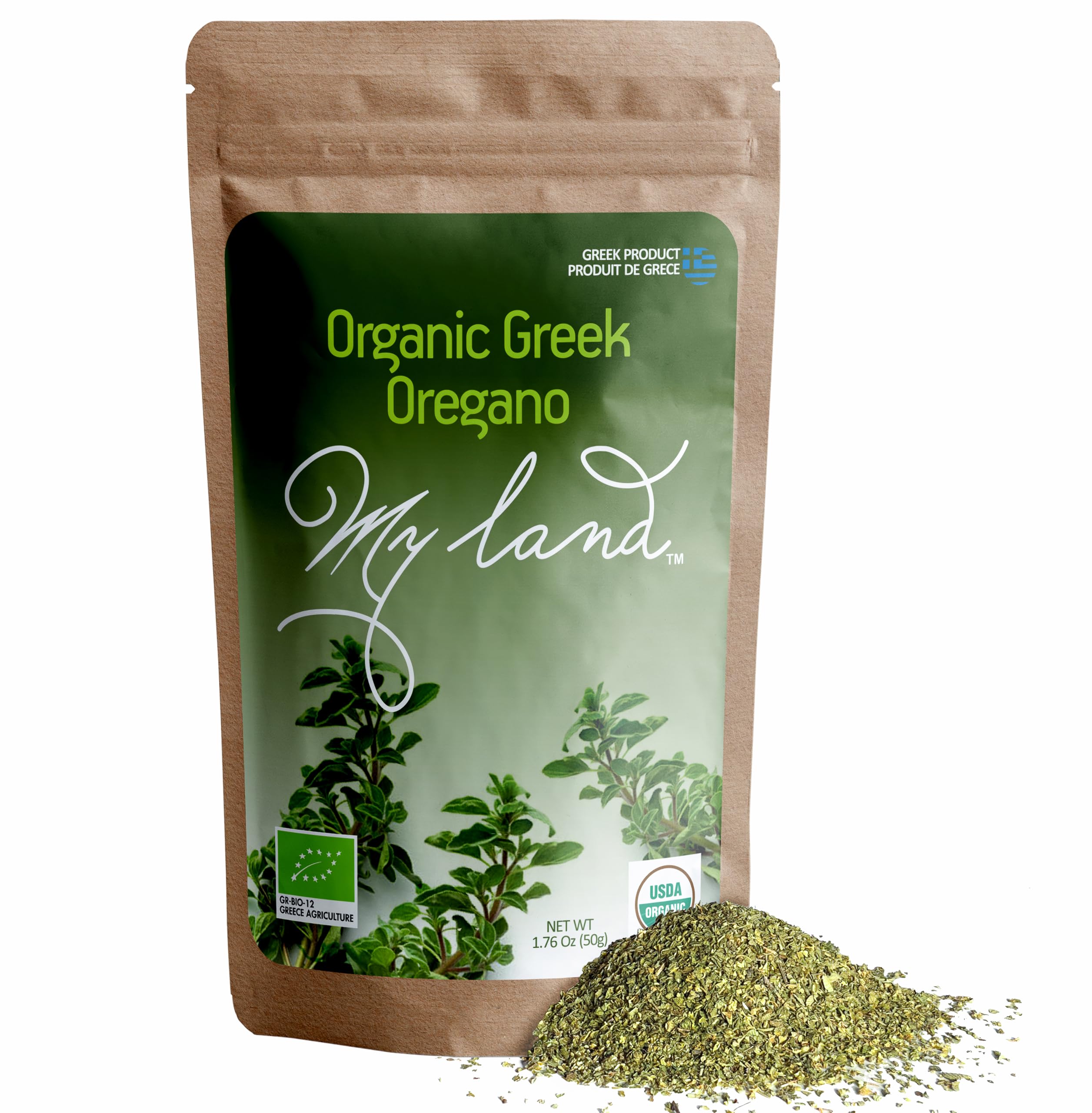My Land Organic Greek AIF9 Oregano - Dried & Finely Cut Leaves (50 g ...