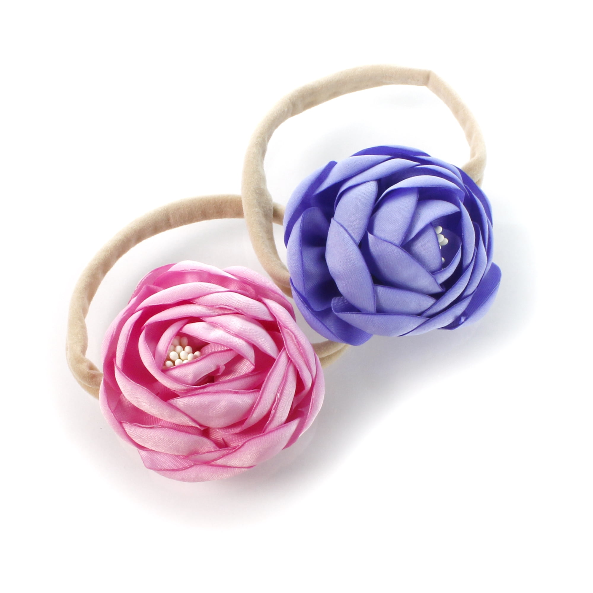 My Lello Baby Girl Ranunculus Flower Stretchy Nylon Elastic Headbands ...