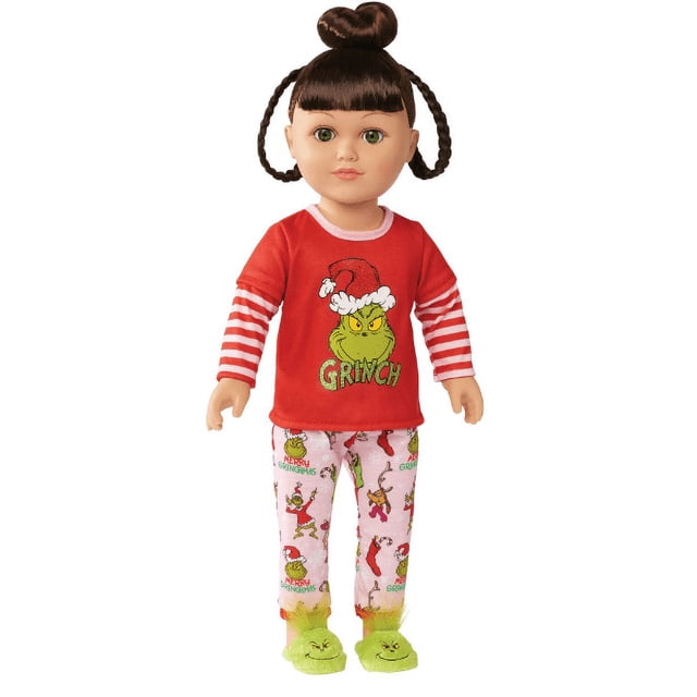 Barbie My Life As Grinch Poseable Sleepover Doll, Brunette Hair, Green ...