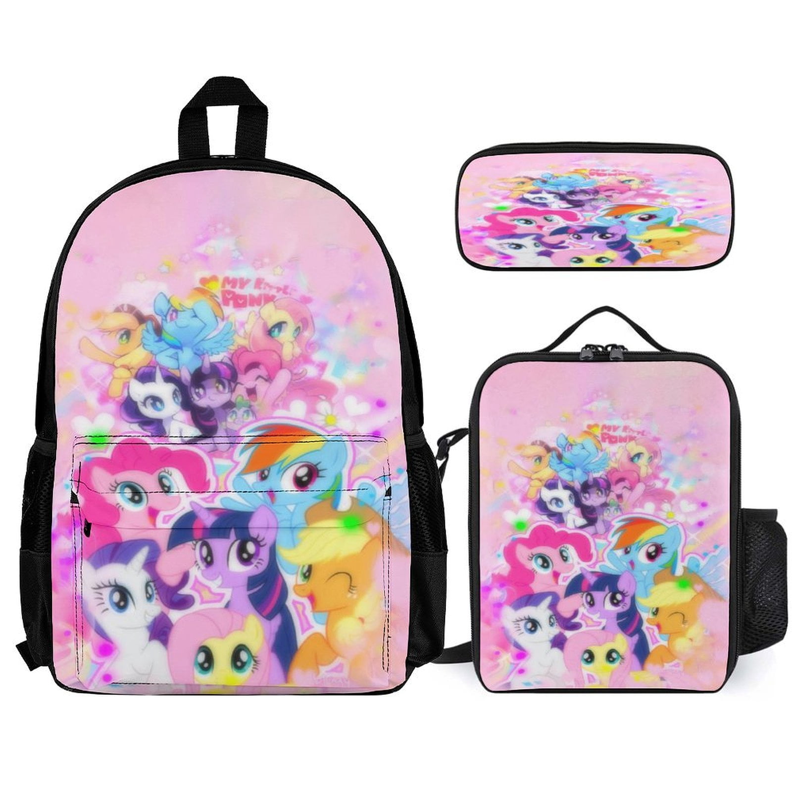 My Lit-tle Pony Backpack Set Cartoon Travel Backpack with Lunch Box ...