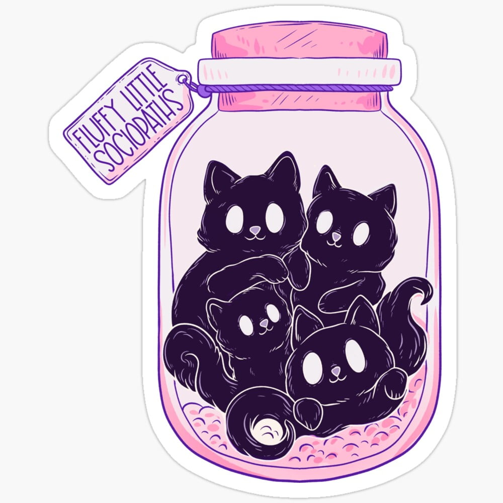 My Little Fluffy Sociopath Cats Sticker Phone Decal Water Bottle ...