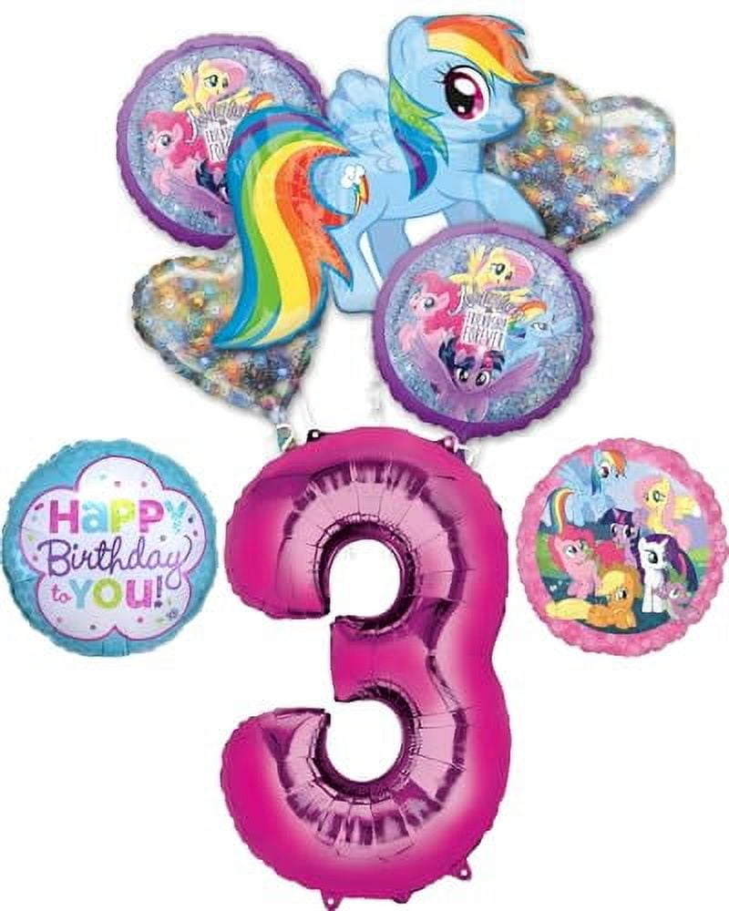 My Little Pony 3rd Birthday Party Supplies Rainbow Dash Balloon Bouquet ...