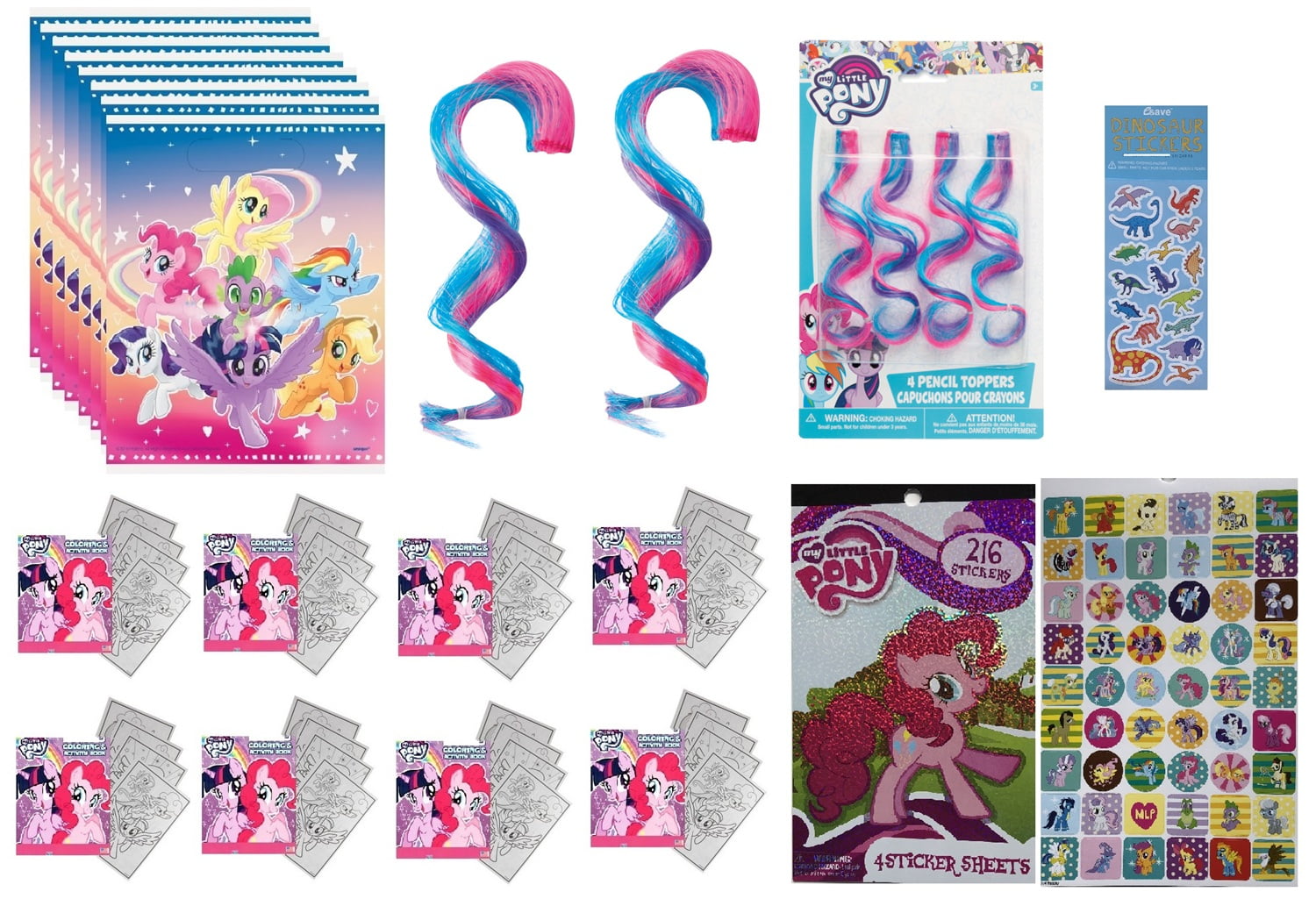 My Little Pony Birthday Party Supplies Bundle Includes 8 Loot Bags, 8 ...