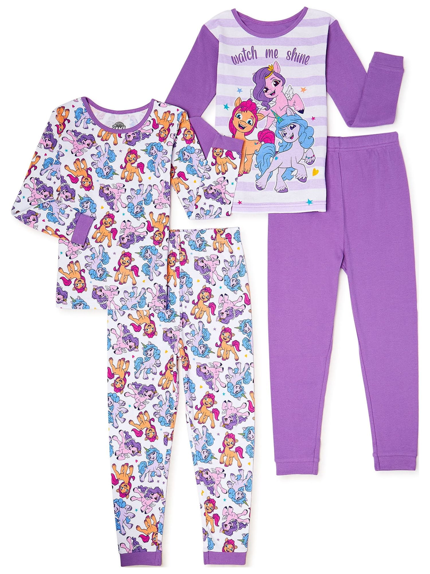 My Little Pony Girls Cotton Pajama Set, 4-Piece, Sizes 4-10 - Walmart.com