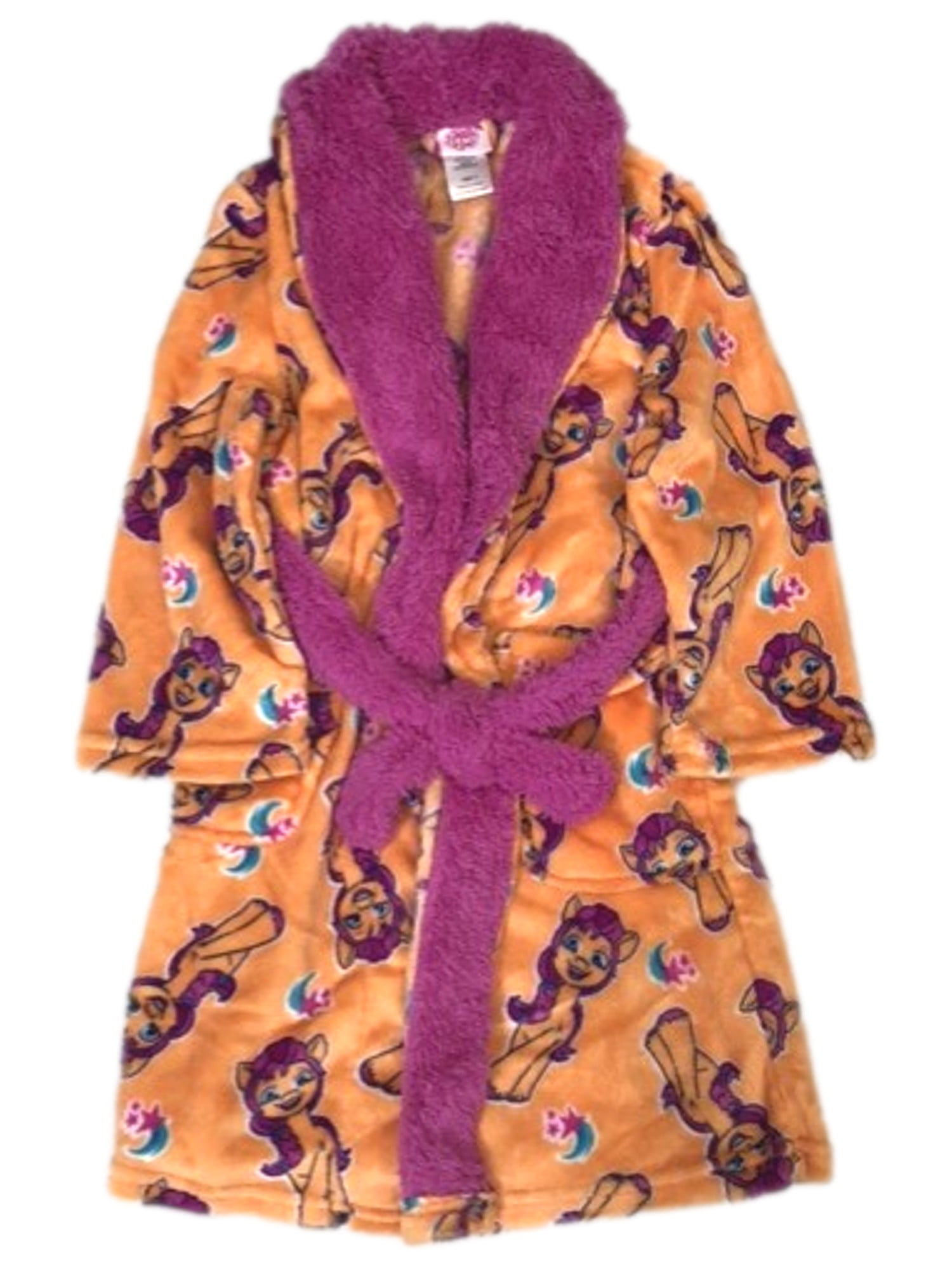 My Little Pony Girls Plush Orange & Pony Robe House Coat Size 2T ...